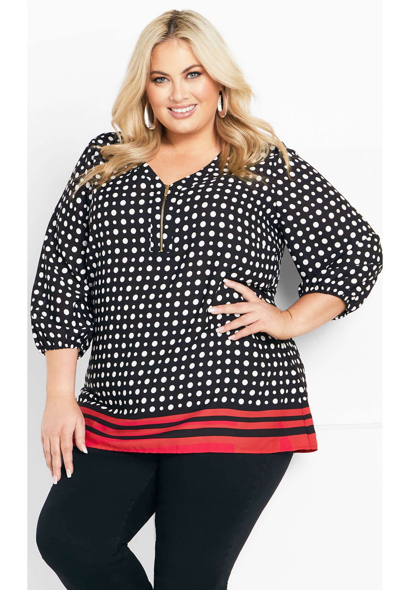 Malia Zip Border Top | Fullbeauty Outlet