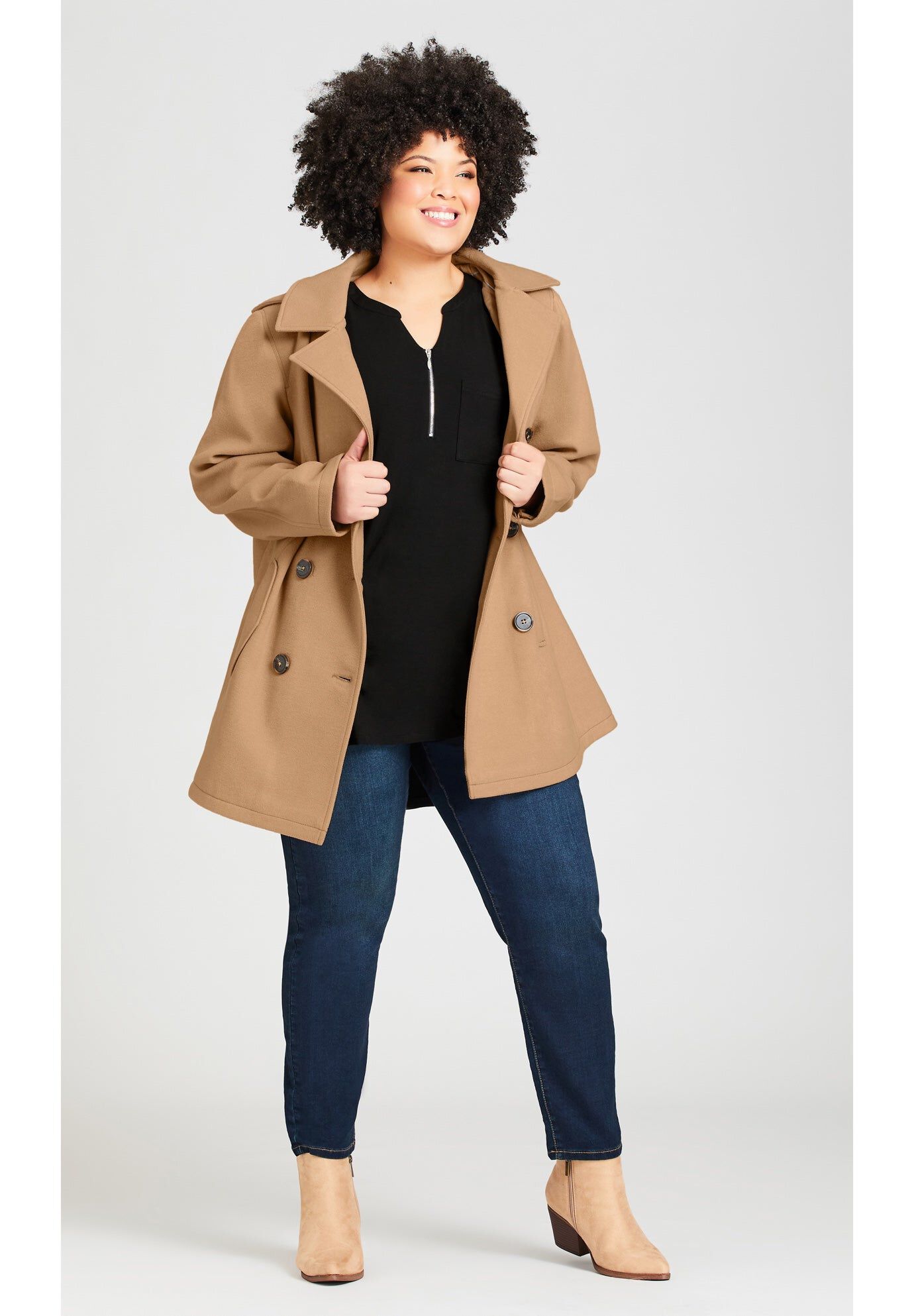 Faux Wool Peacoat | Fullbeauty Outlet