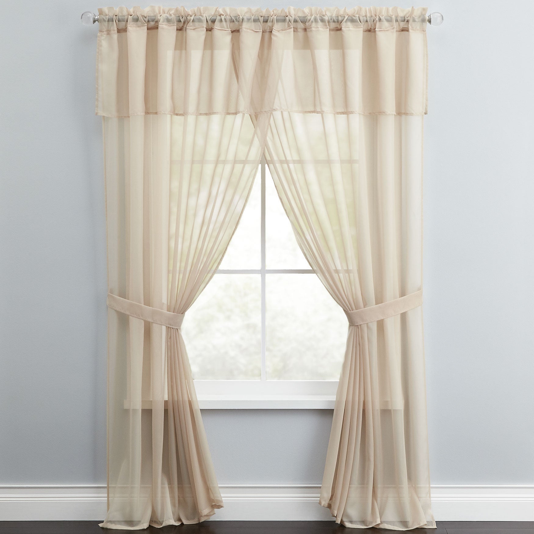 BH Studio Sheer Voile 5-Pc. One-Rod Curtain Set | Fullbeauty Outlet