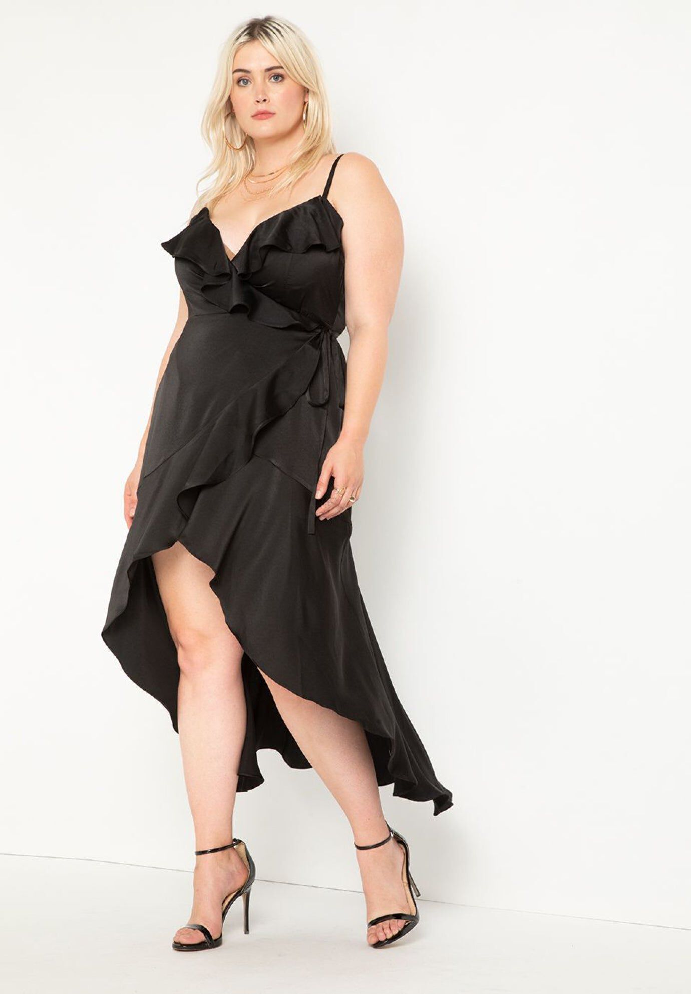 Ruffle Satin Dress | Fullbeauty Outlet