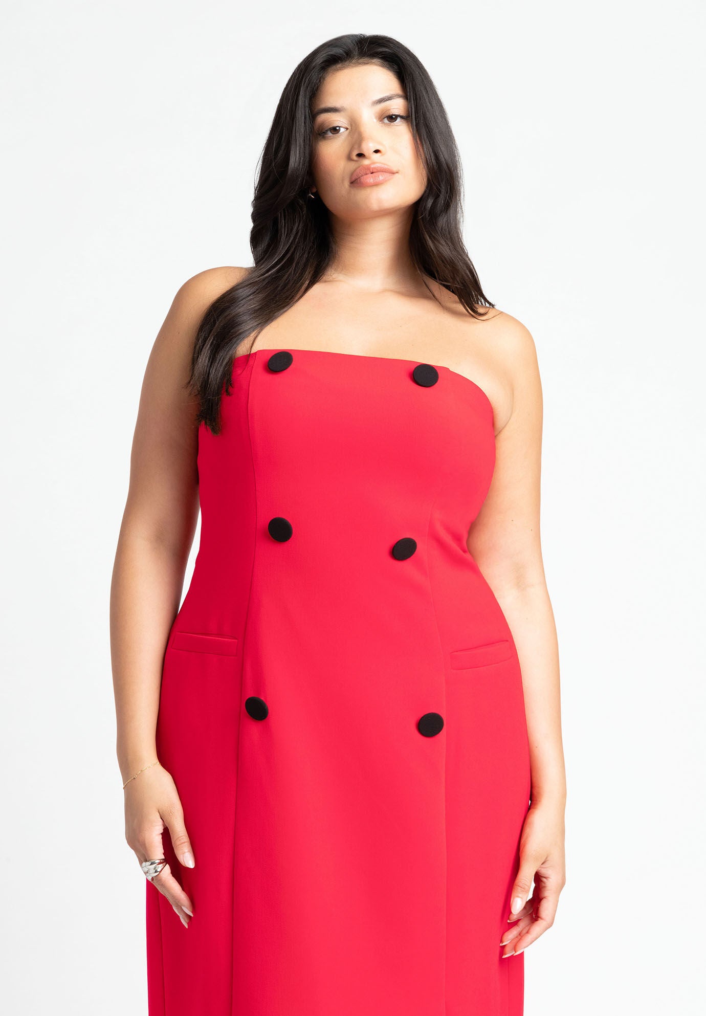 Strapless Double Breasted Midi Dress | Fullbeauty Outlet