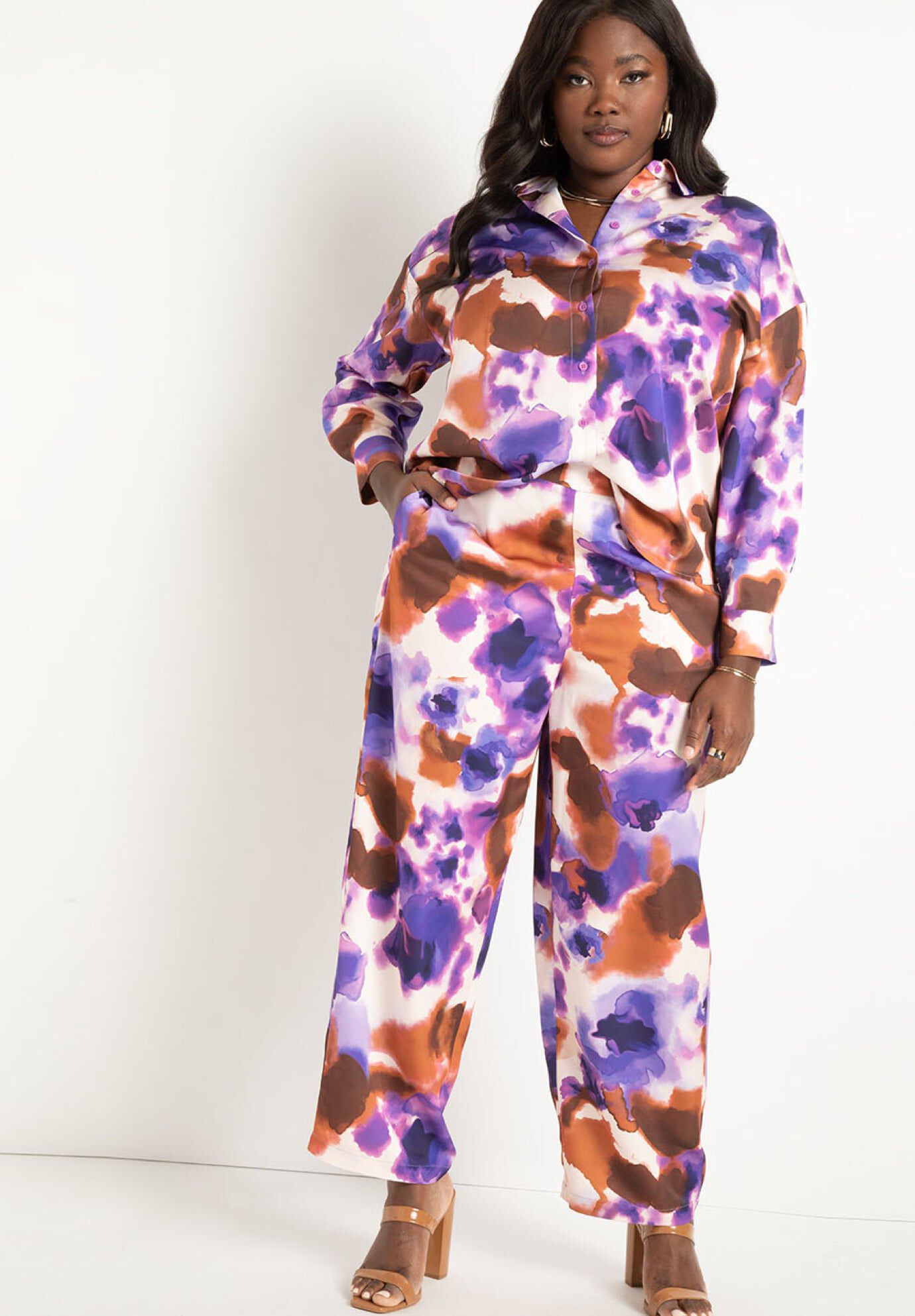 Printed Satin Pant | Fullbeauty Outlet