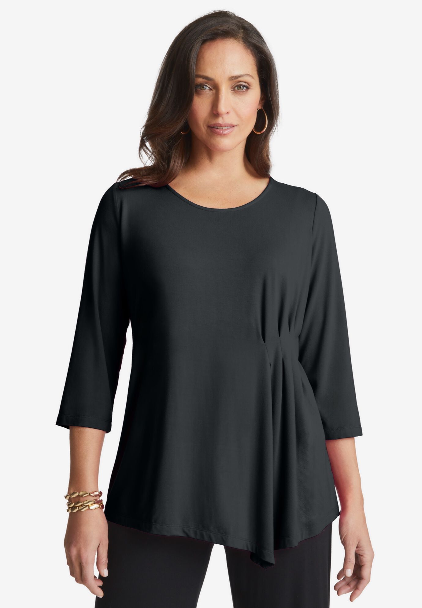Stretch Knit Pleated Side Top | Fullbeauty Outlet