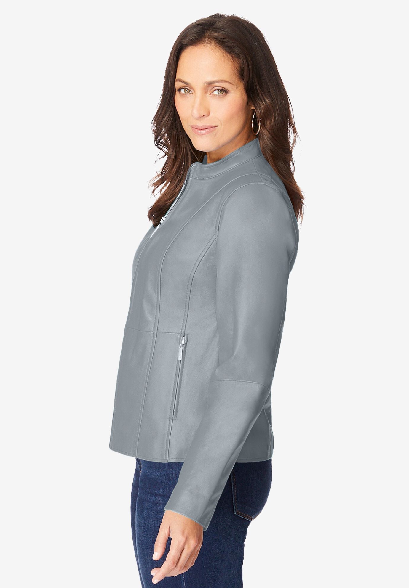 Zip Front Leather Jacket | Fullbeauty Outlet