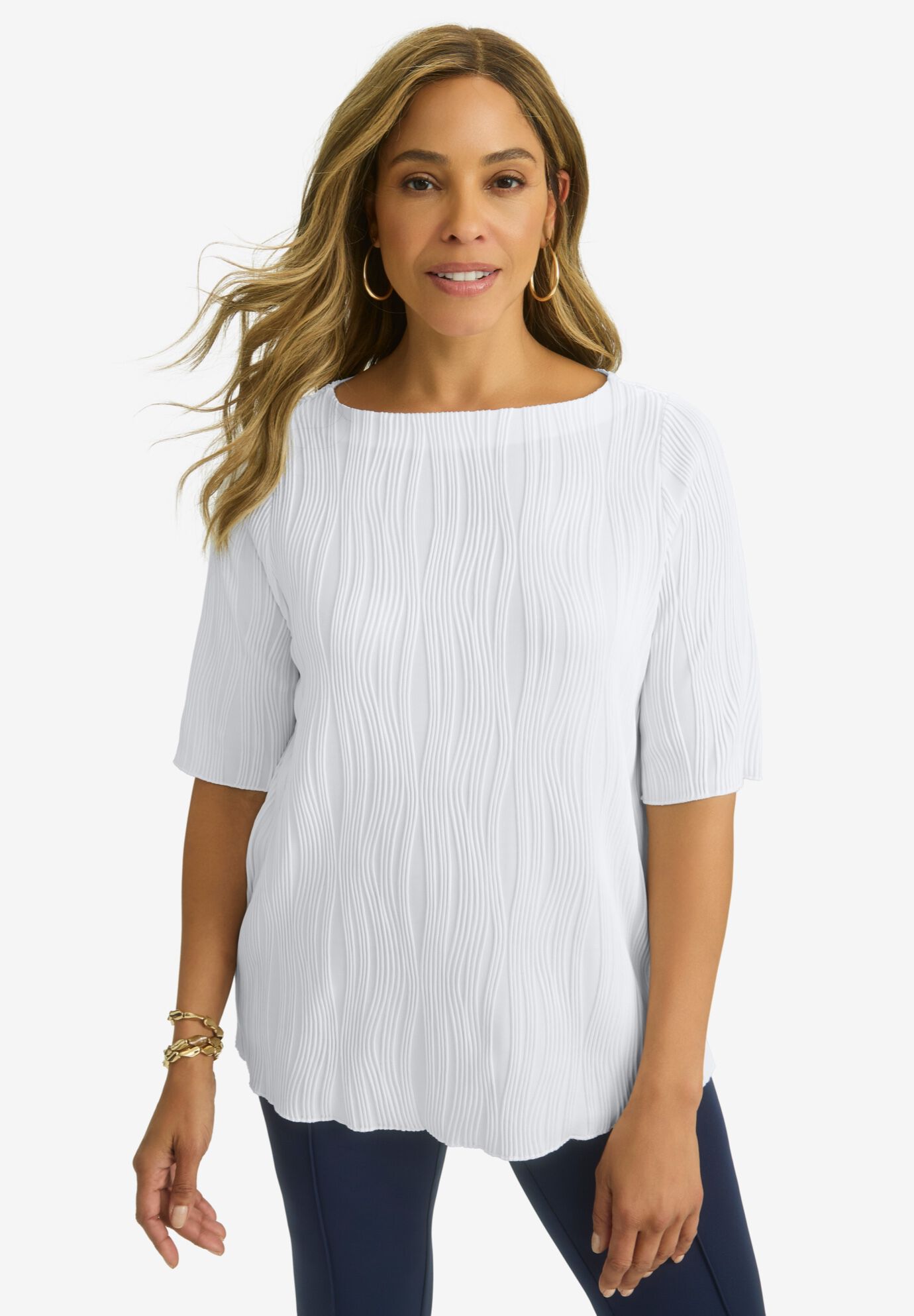 Stretch Textured Tee | Fullbeauty Outlet