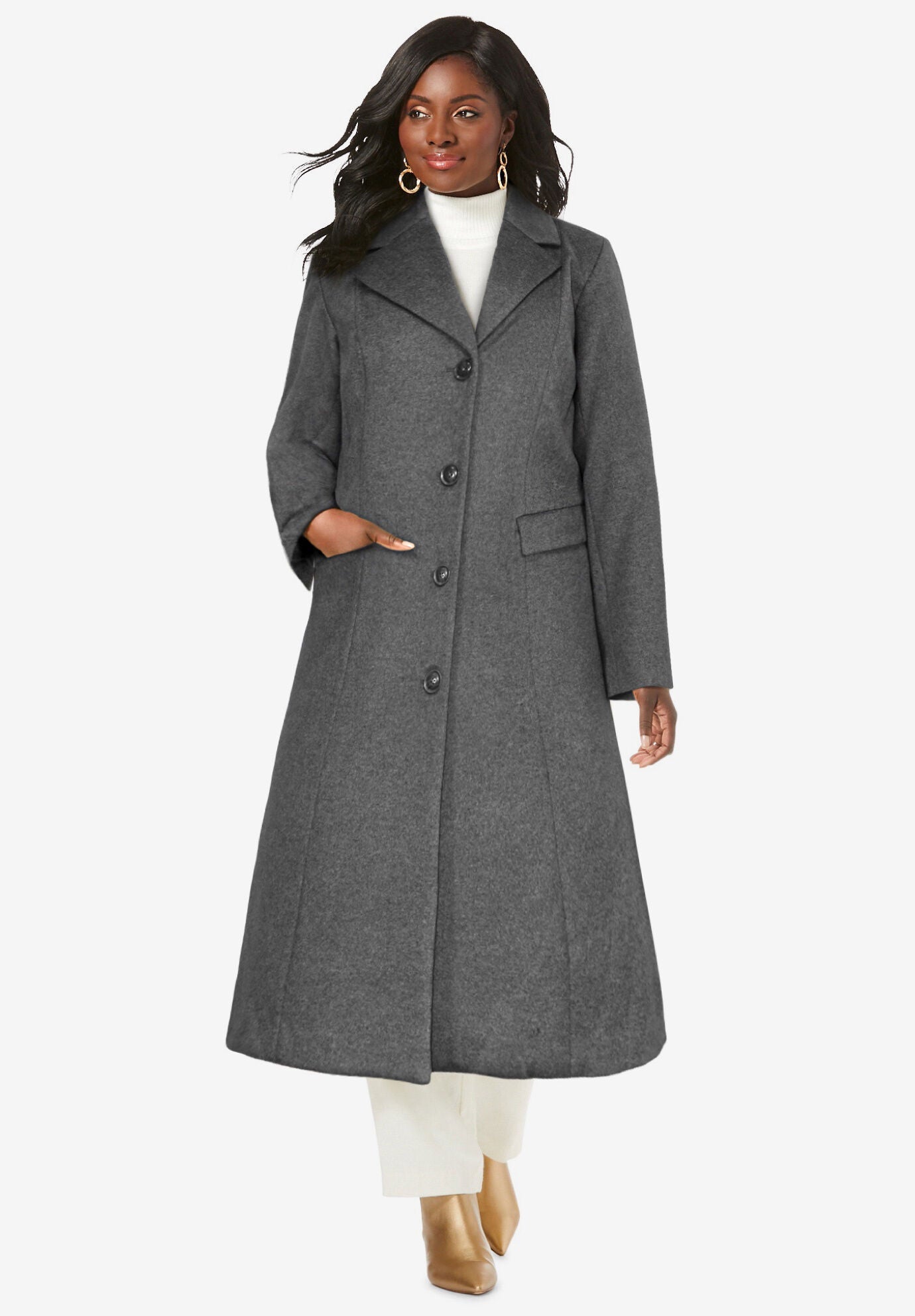 Full Length Wool Blend Coat | Fullbeauty Outlet