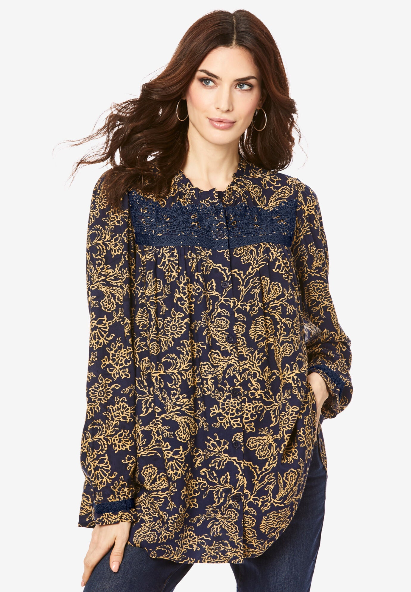 Printed Button-Down Top | Fullbeauty Outlet