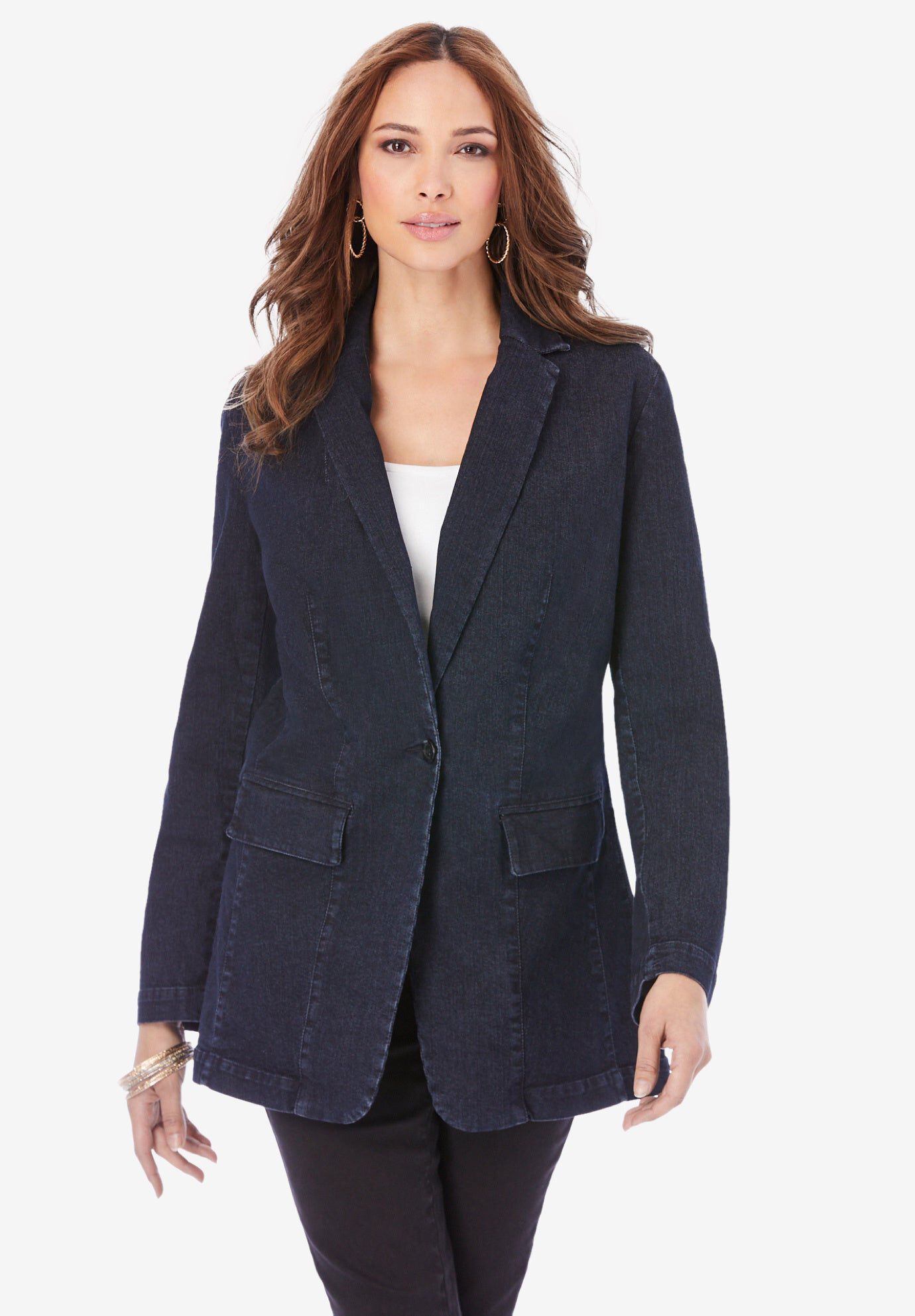 Plus Size Denim Boyfriend Blazer | Fullbeauty Outlet