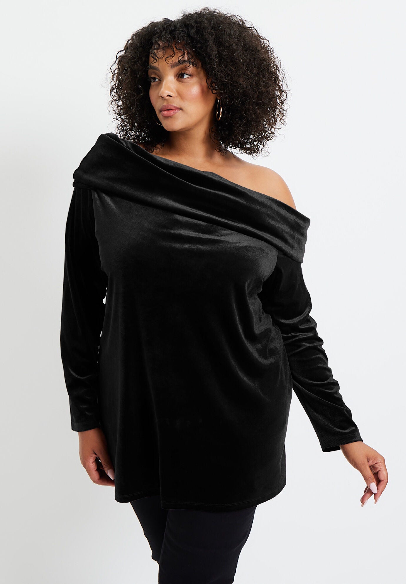 Off-The-Shoulder Velour Top | Fullbeauty Outlet