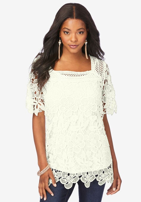 Boatneck Crochet Top | Fullbeauty Outlet