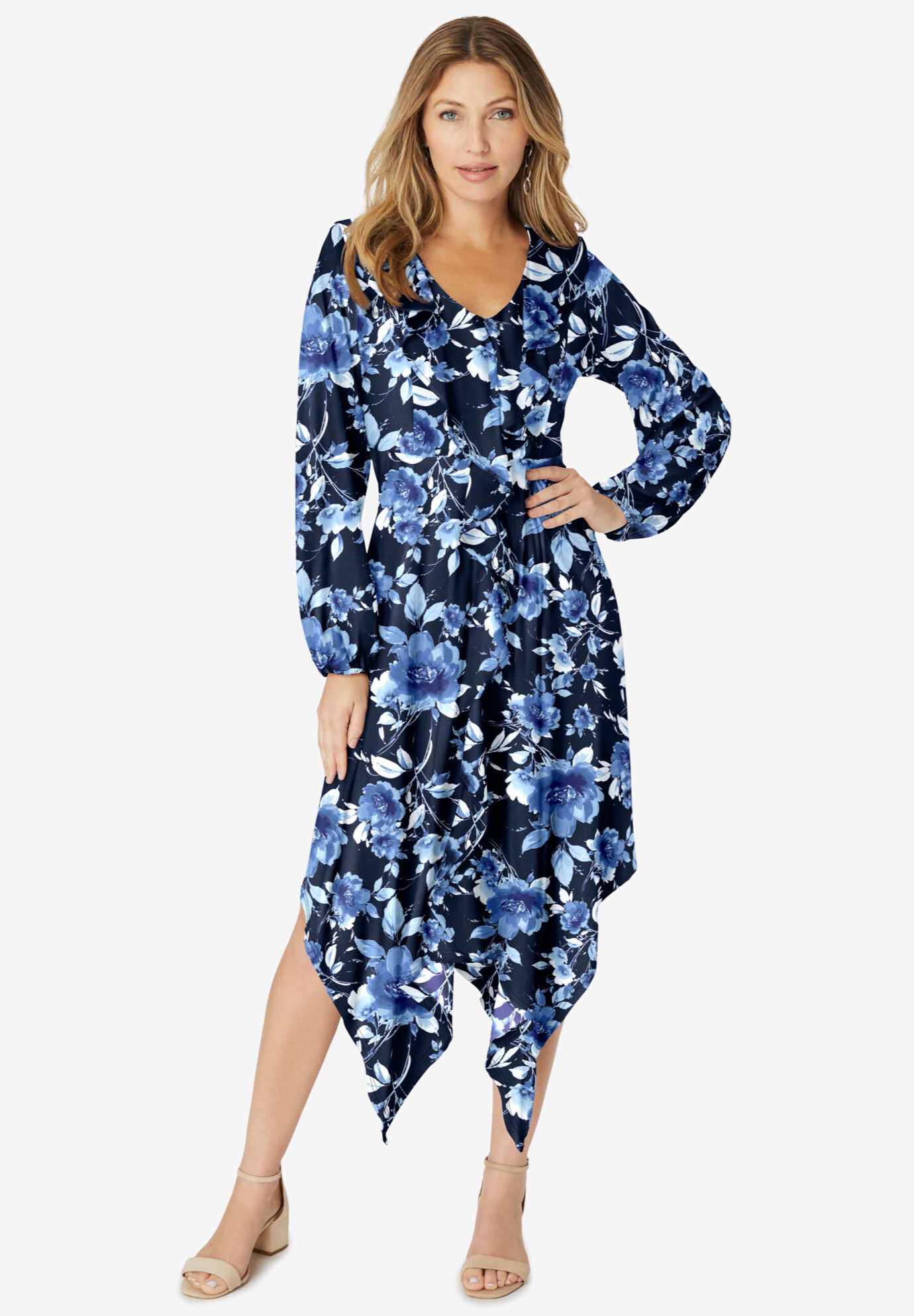 Ultrasmooth® Fabric Ruffle Midi Dress | Fullbeauty Outlet