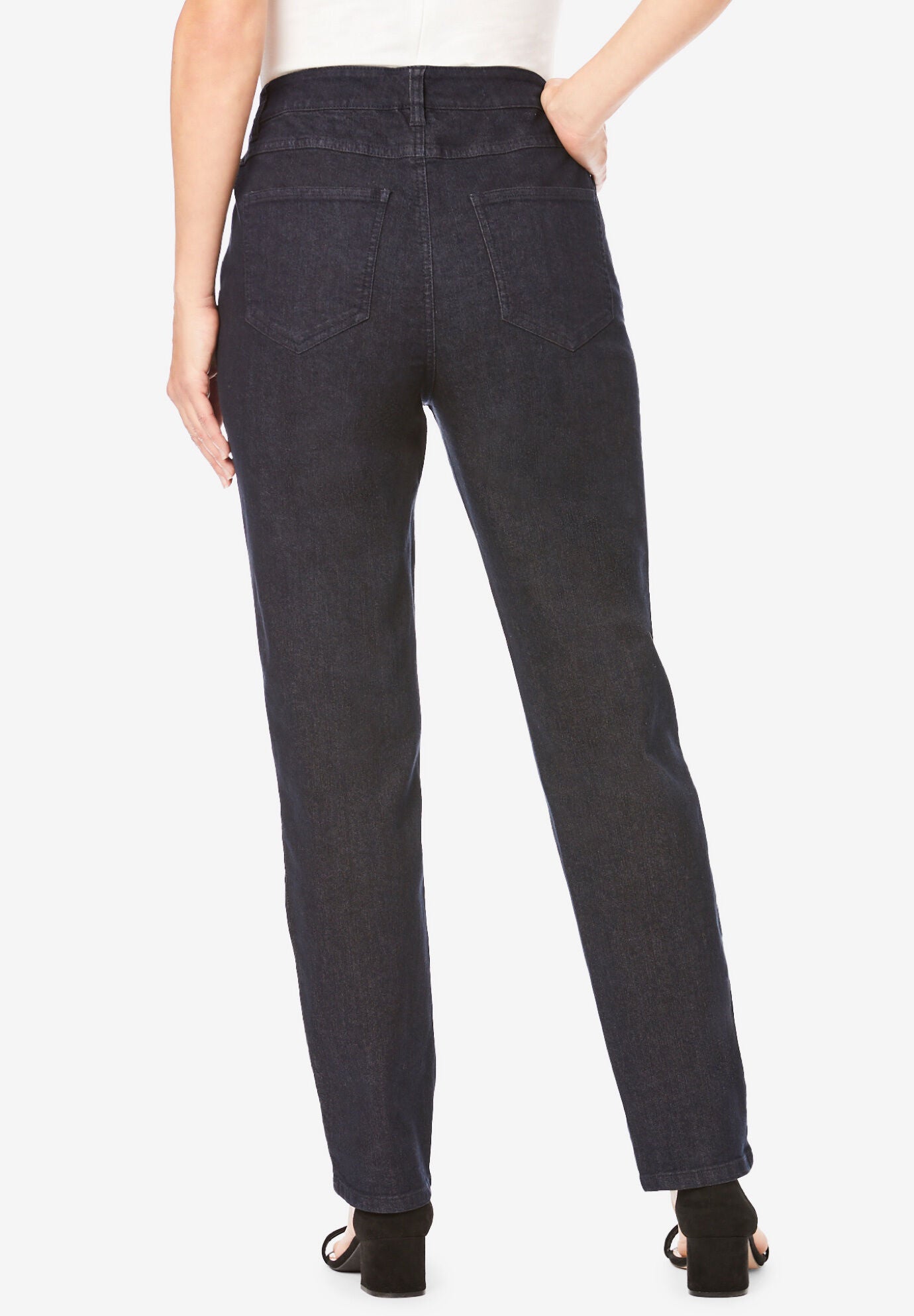 Invisible Stretch® Contour Embroidered Straight Leg Jean Fullbeauty