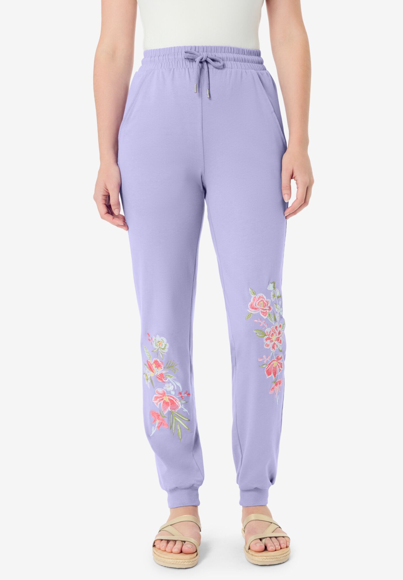 Embroidered French Terry Jogger | Fullbeauty Outlet