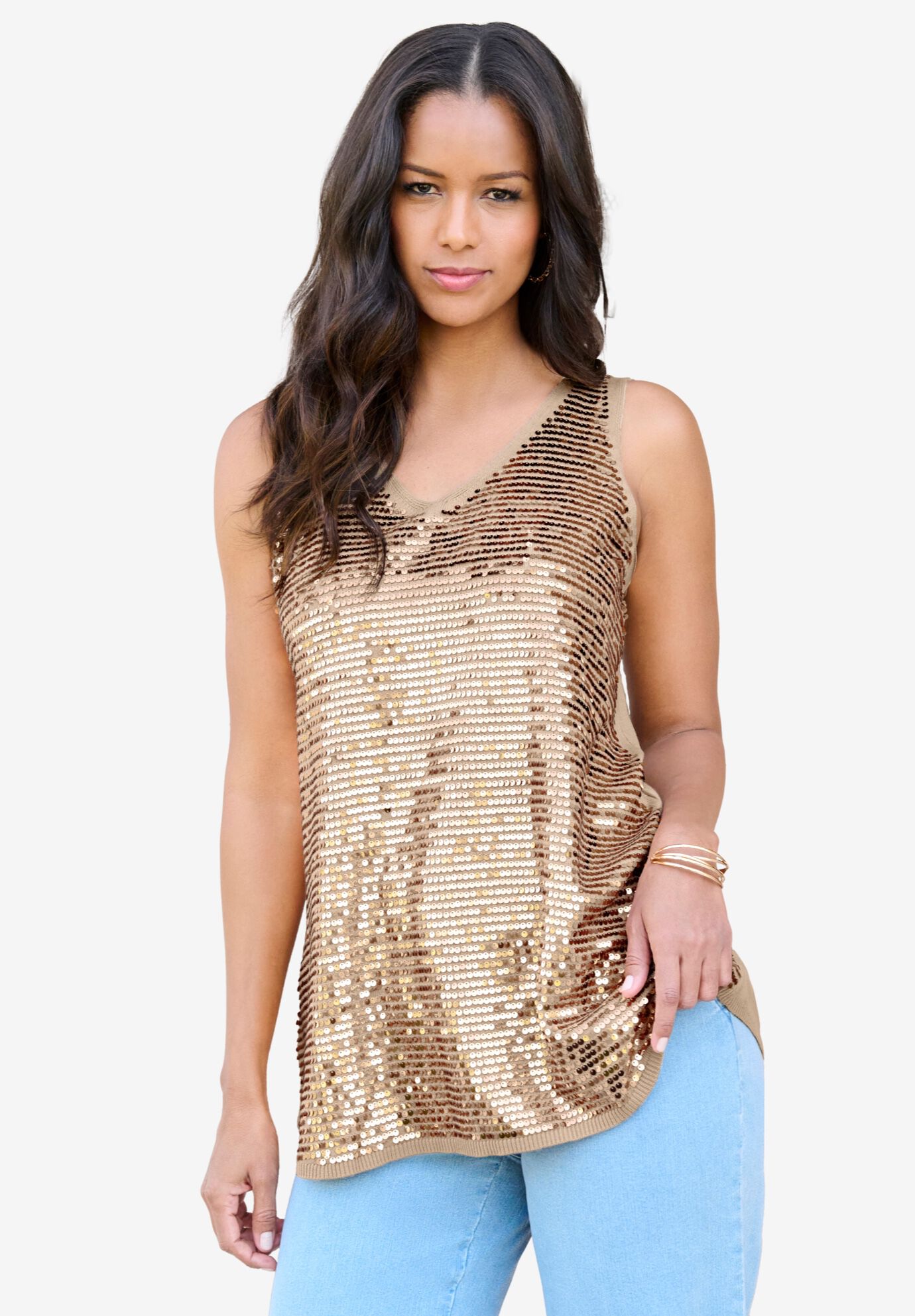 Sequin-Embellished Tank Top | Fullbeauty Outlet