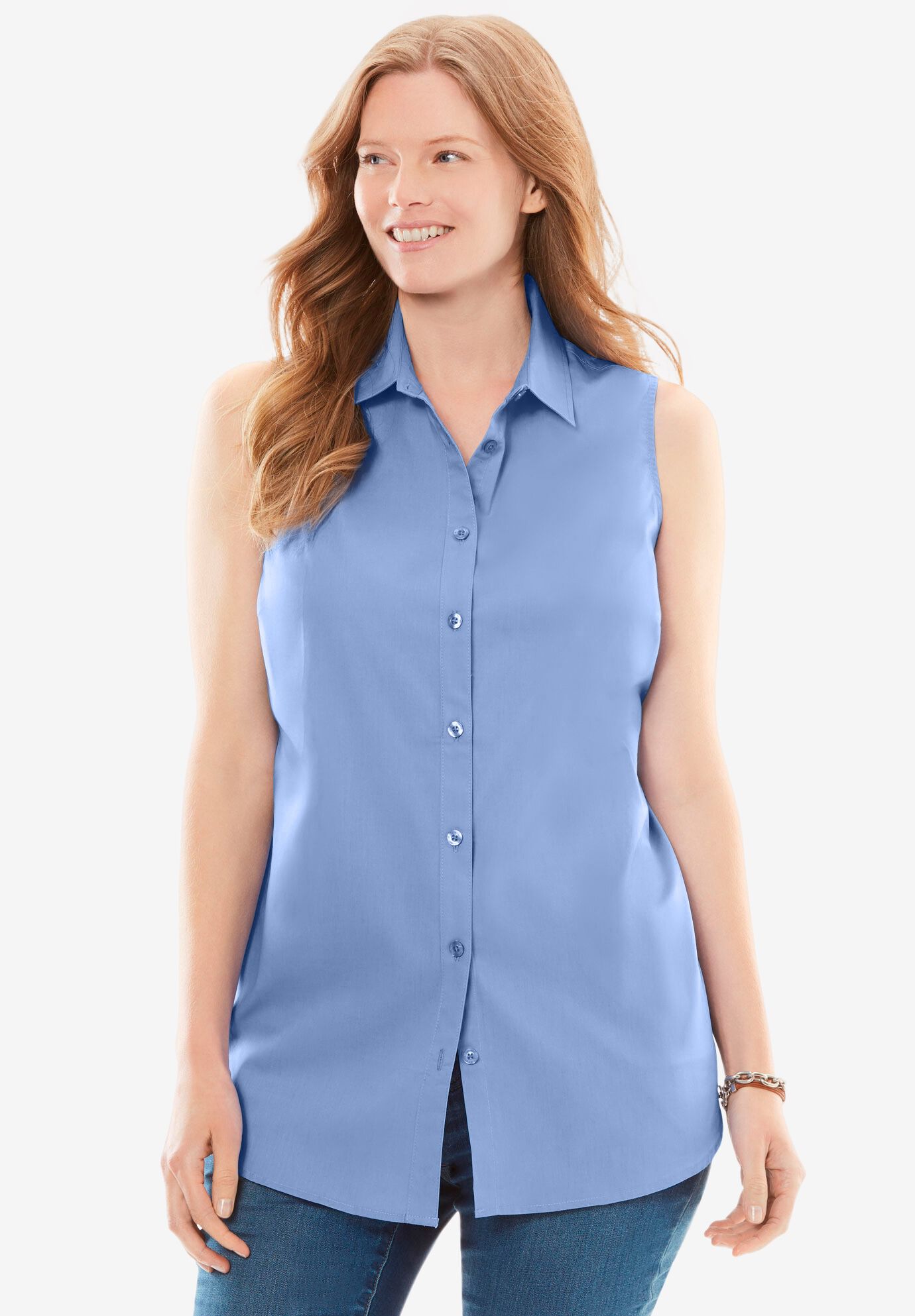 Perfect Button Down Sleeveless Shirt | Fullbeauty Outlet