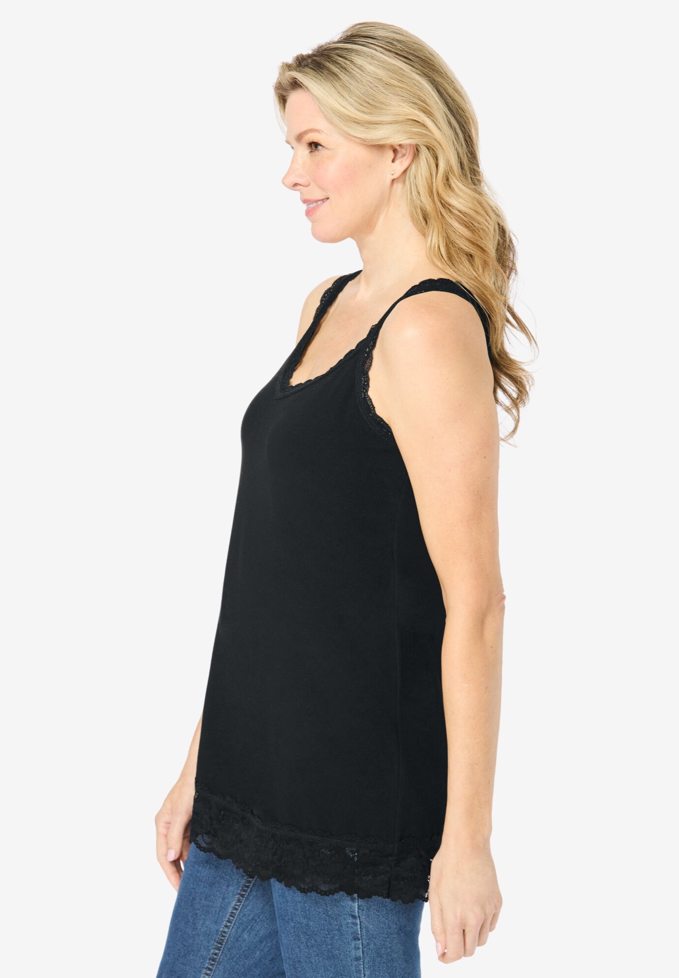 Lace-Trim V-Neck Tank | Fullbeauty Outlet