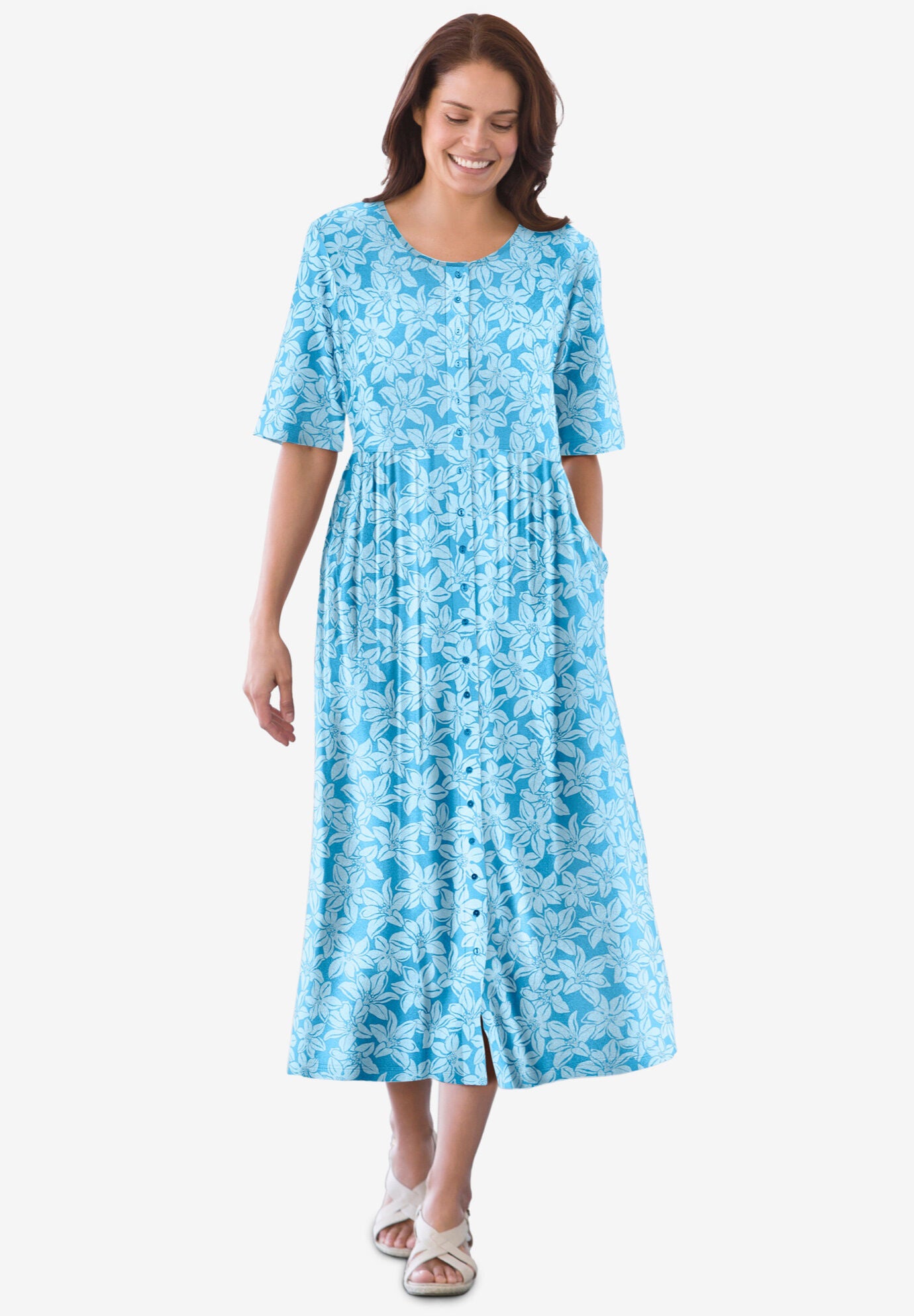 Button-Front Essential Dress | Fullbeauty Outlet