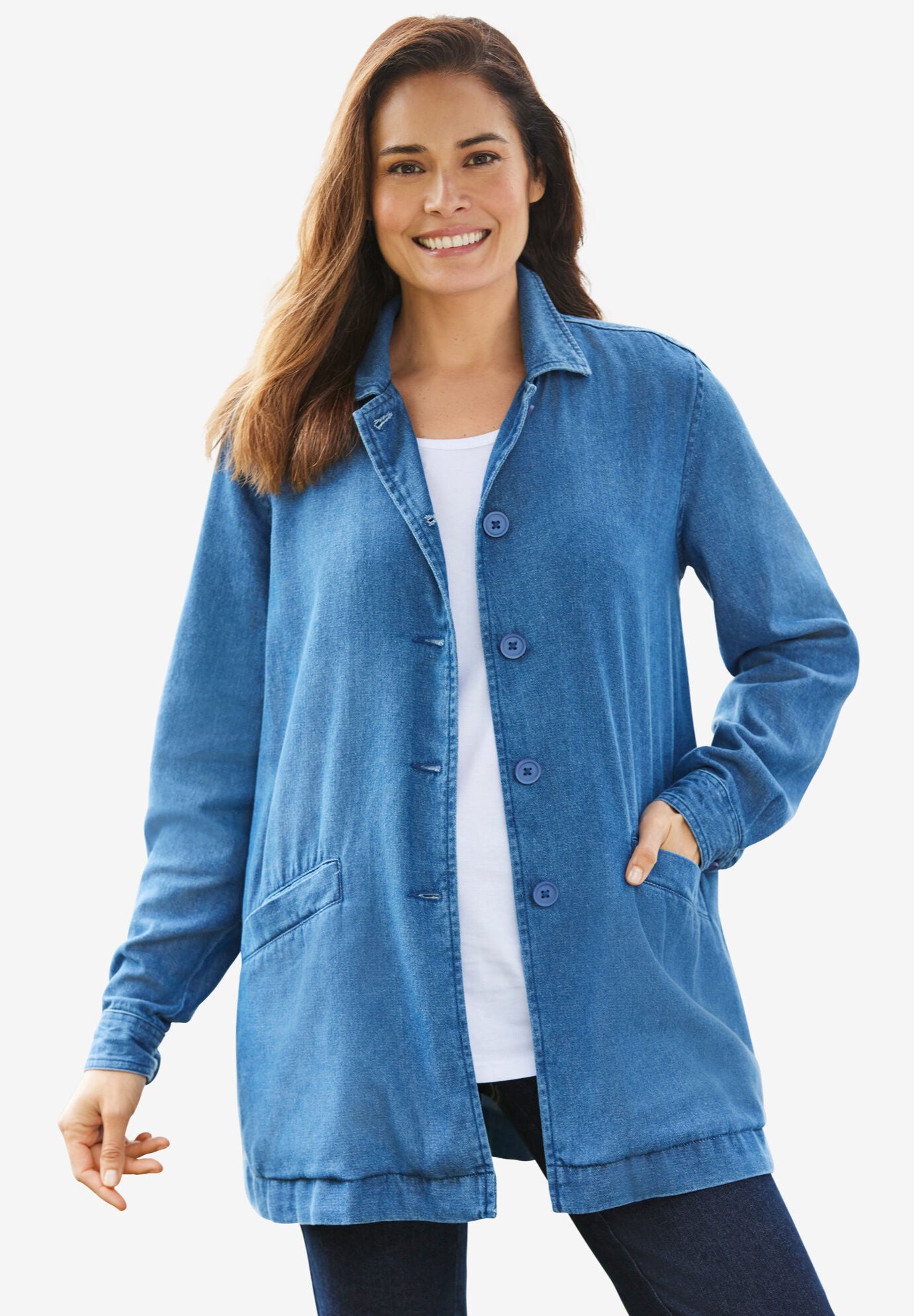 Pleat-Back Denim Jacket | Fullbeauty Outlet