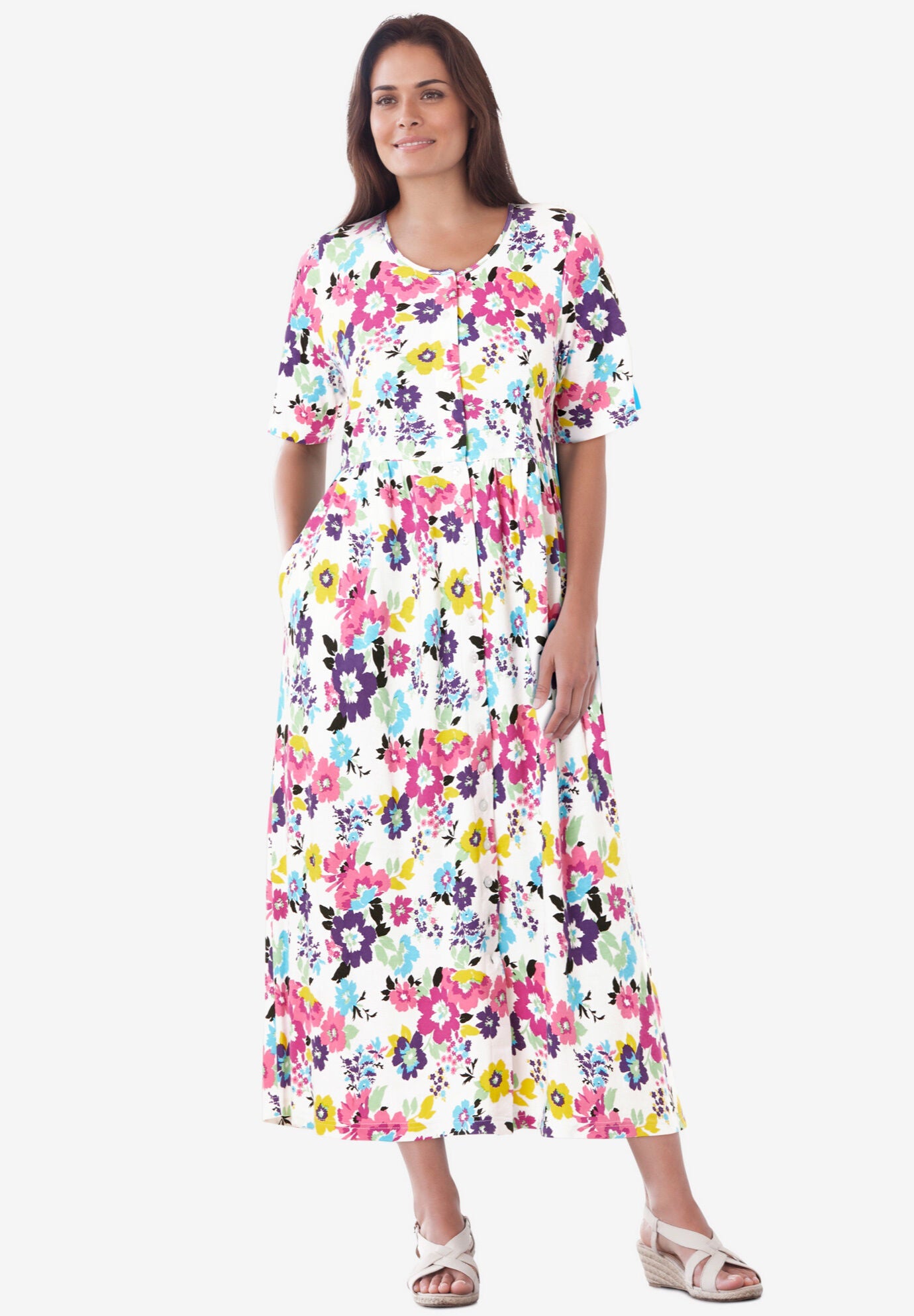 Button-Front Essential Dress | Fullbeauty Outlet