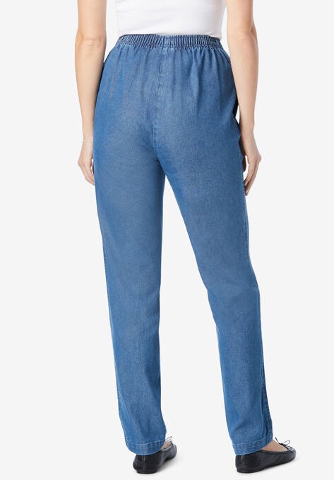 Elastic Waist Cotton Straight Leg Pant Fullbeauty Outlet