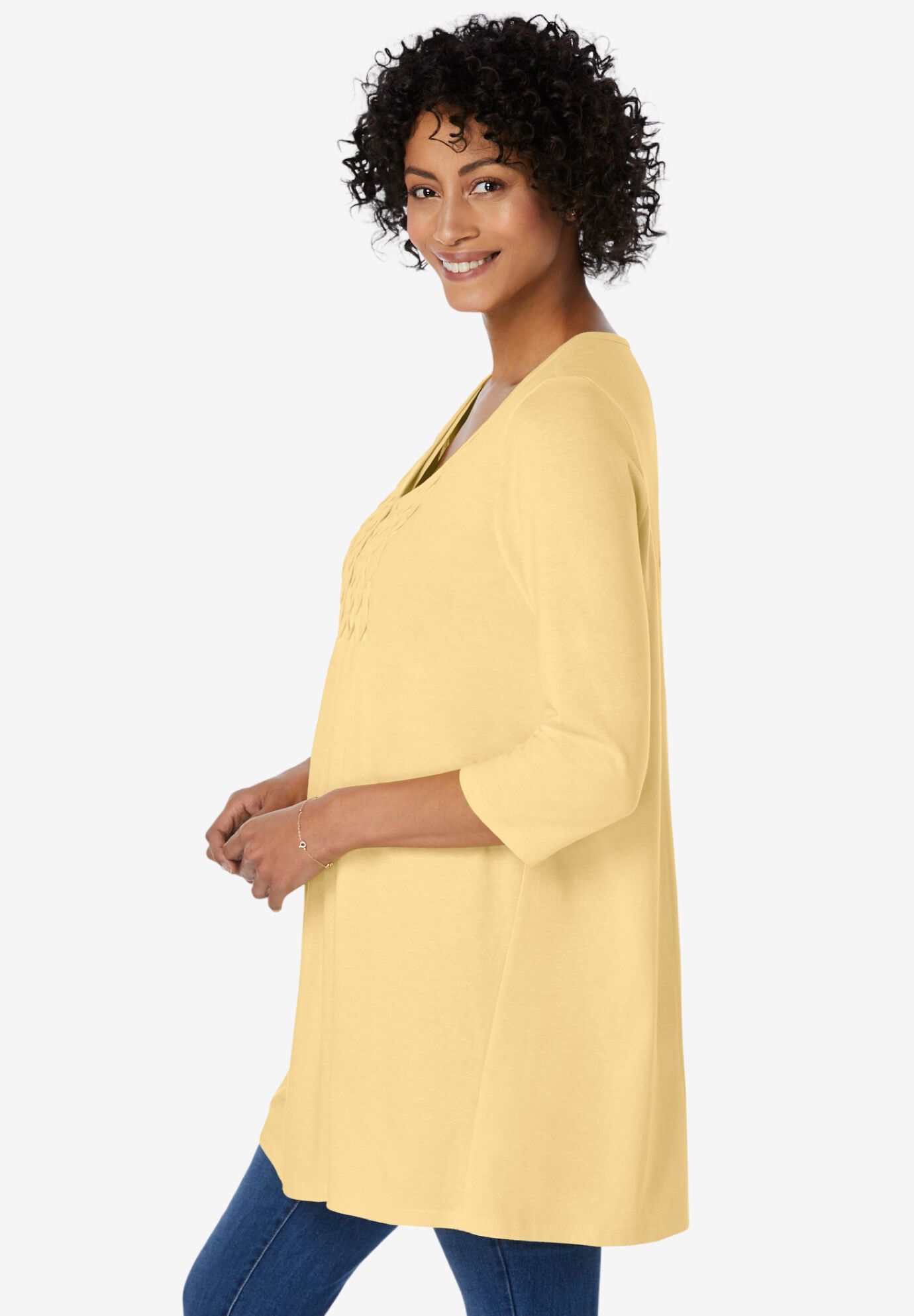 Smocked Henley Trapeze Tunic | Fullbeauty Outlet
