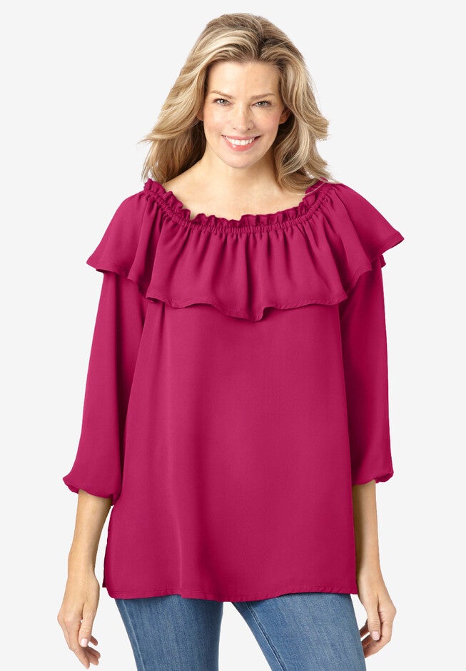 Ruffled Off The Shoulder Tunic Fullbeauty Outlet