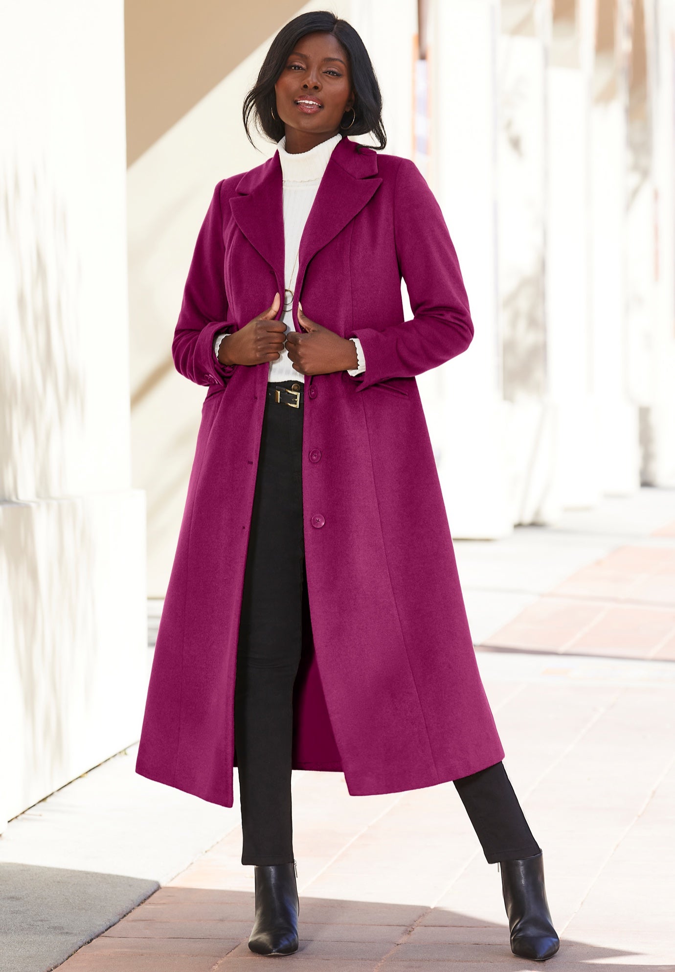 Full Length Wool Blend Coat | Fullbeauty Outlet