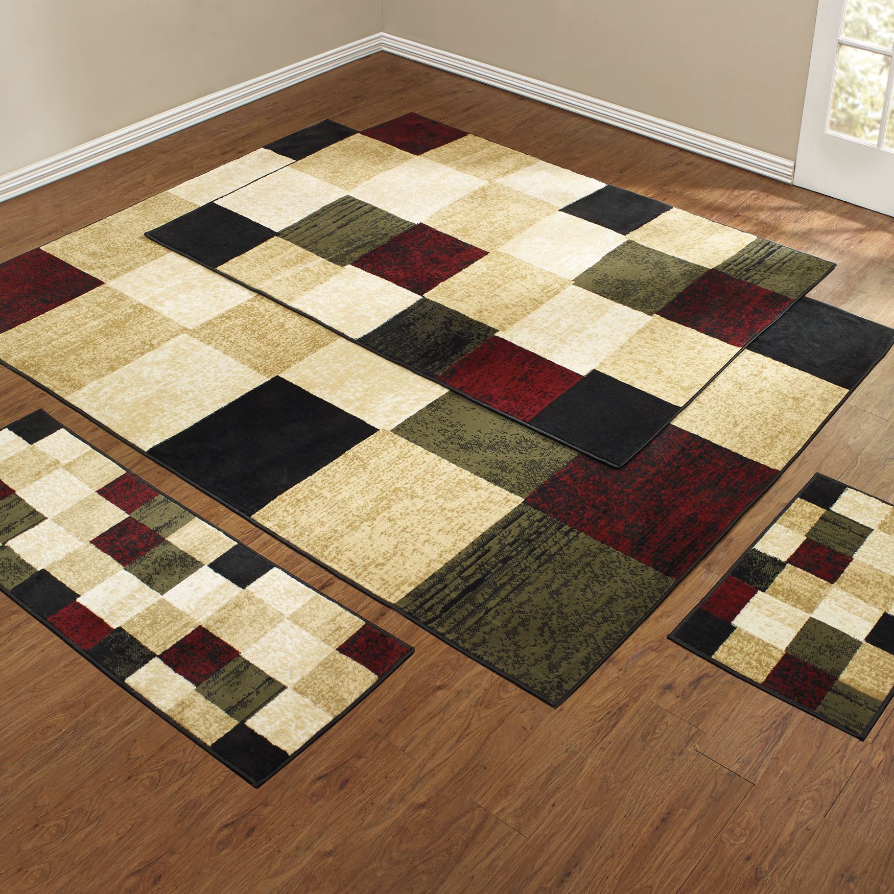 Checkered Box 4-Pc. Rug Set | Fullbeauty Outlet