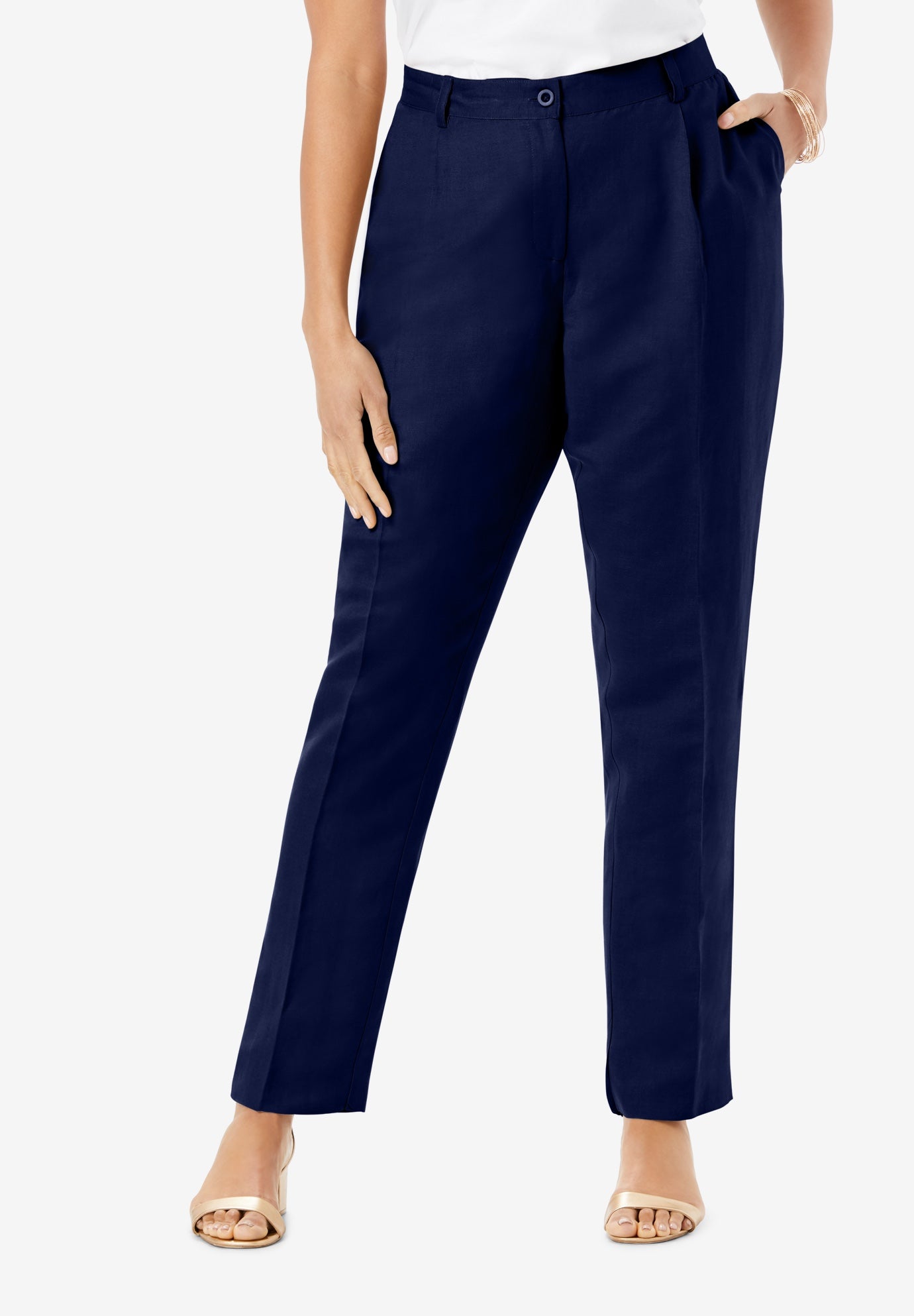 Linen Pleat-Front Pant | Fullbeauty Outlet