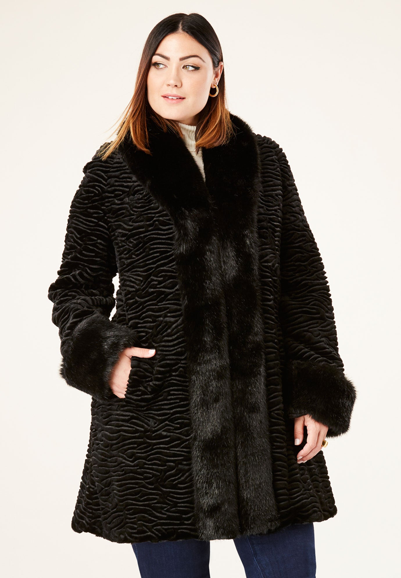 Faux Fur Tuxedo Coat By Donna Salyers Fabulous Furs® Fullbeauty Outlet