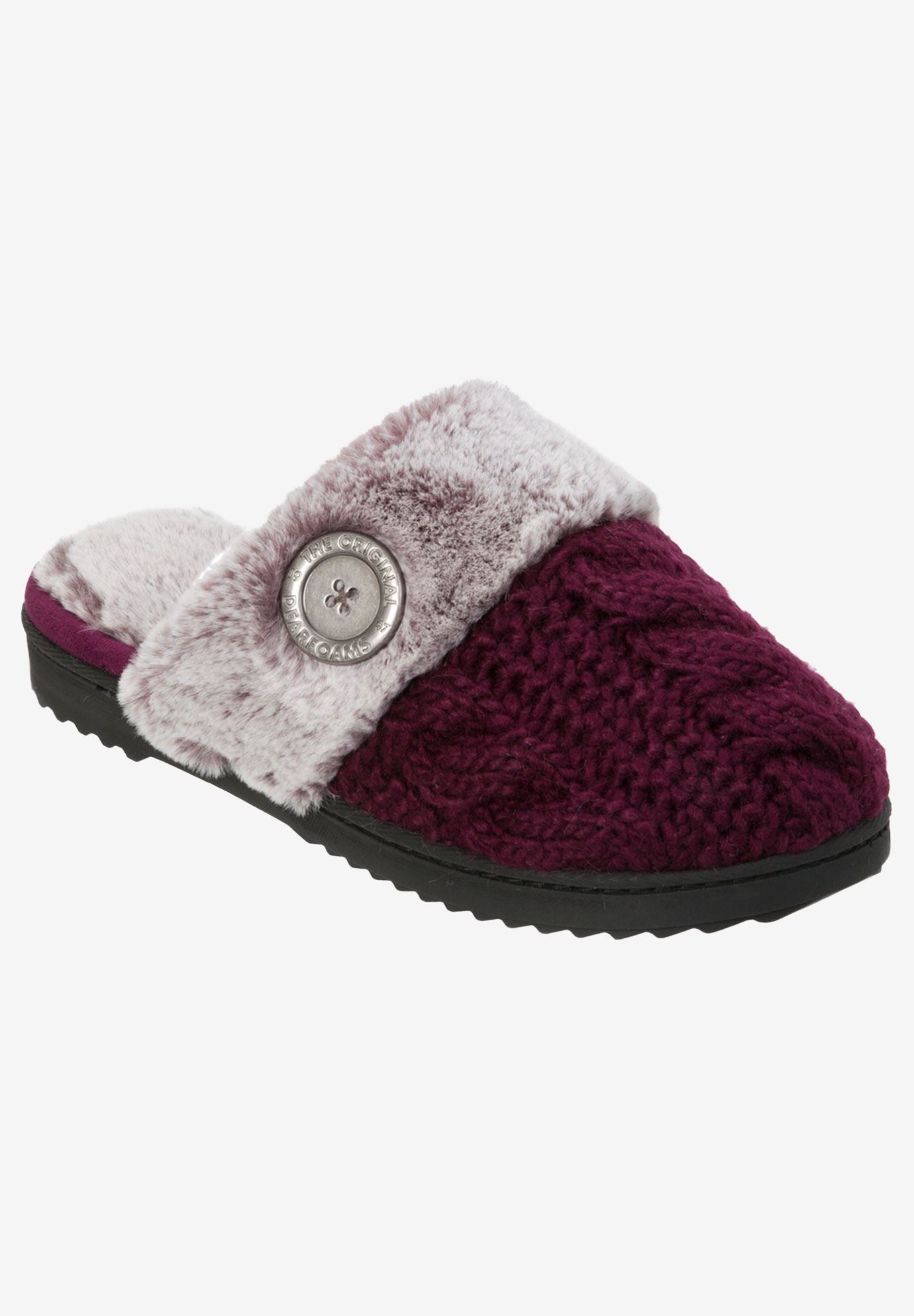 Dearfoams Cable Knit Scuff Slipper | Plus Size Slippers | Full Beauty