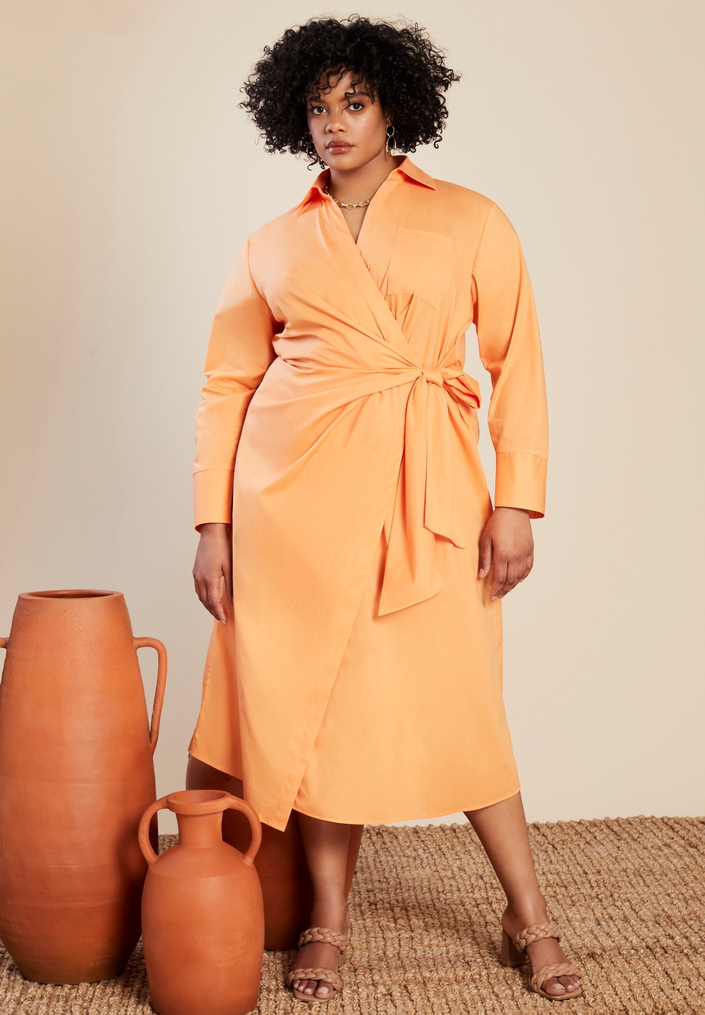 Collared Midi Wrap Dress | Fullbeauty Outlet