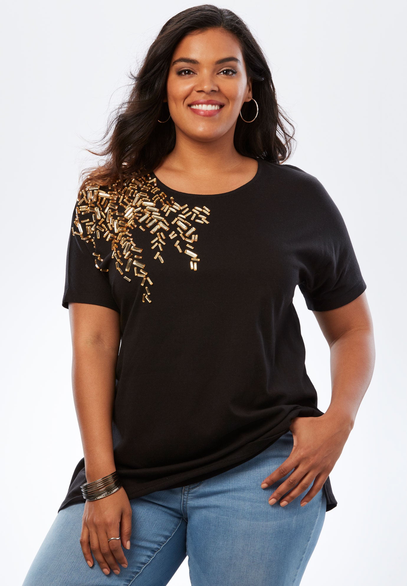 Embellished Tunic with Side Slits | Plus Size 32 Inches Long | Full Beauty