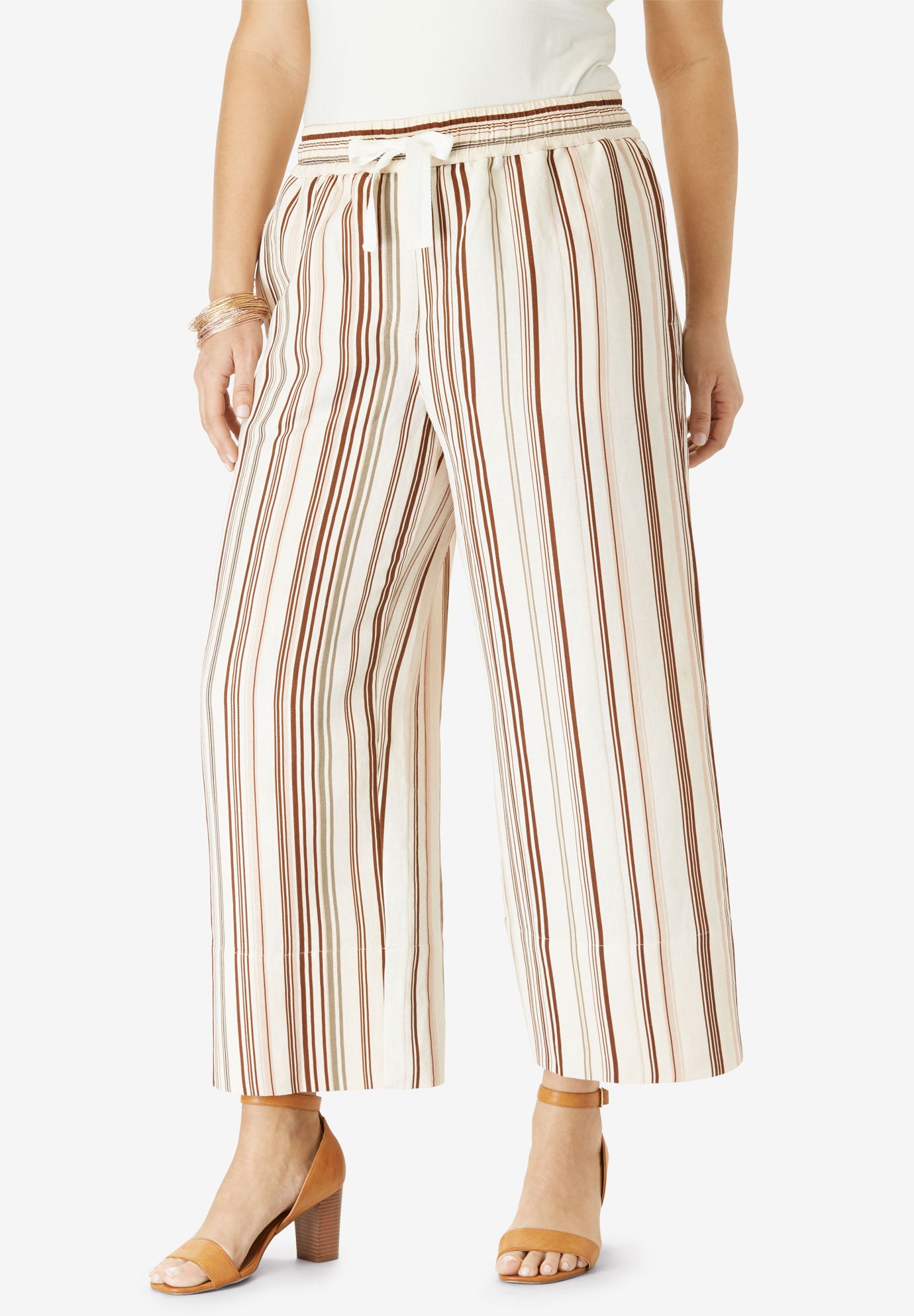 Linen Wide Leg Crop Pant Plus Size Pants Fullbeauty