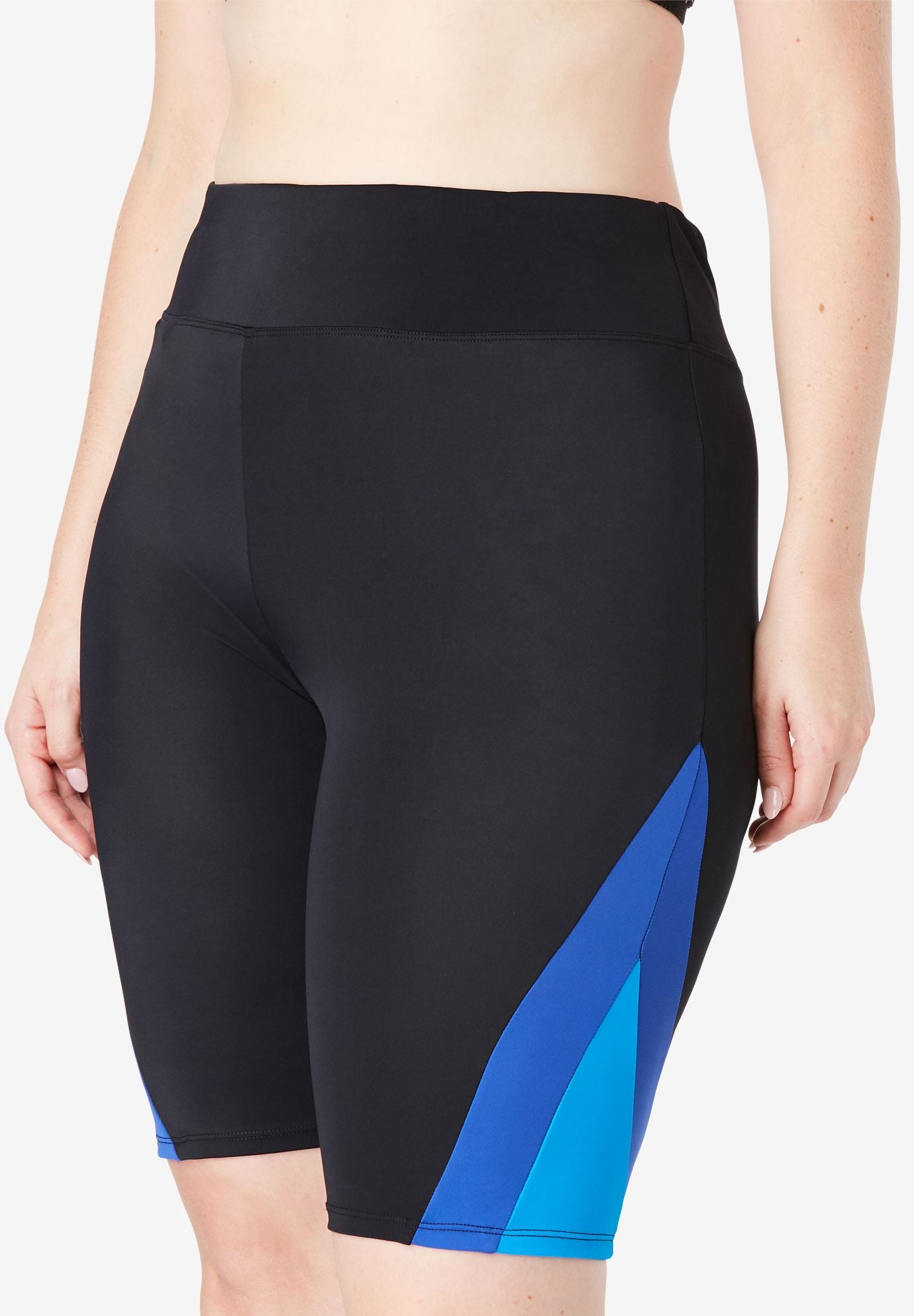 Colorblock Swim Shorts with Sun Protection| Plus Size Swim Bottoms ...