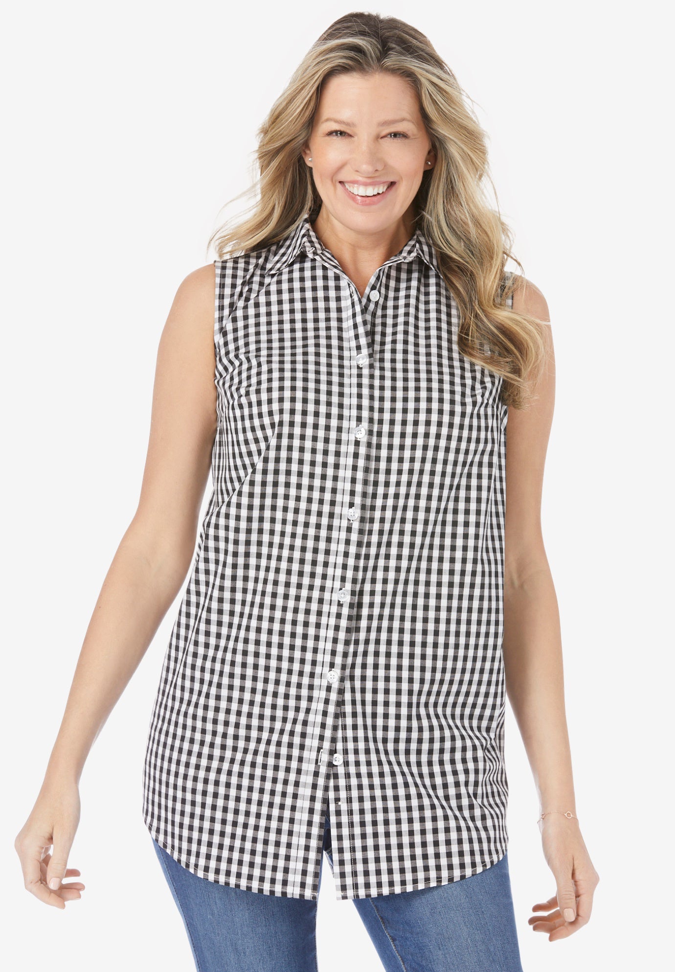 Perfect Button Down Sleeveless Shirt | Fullbeauty Outlet