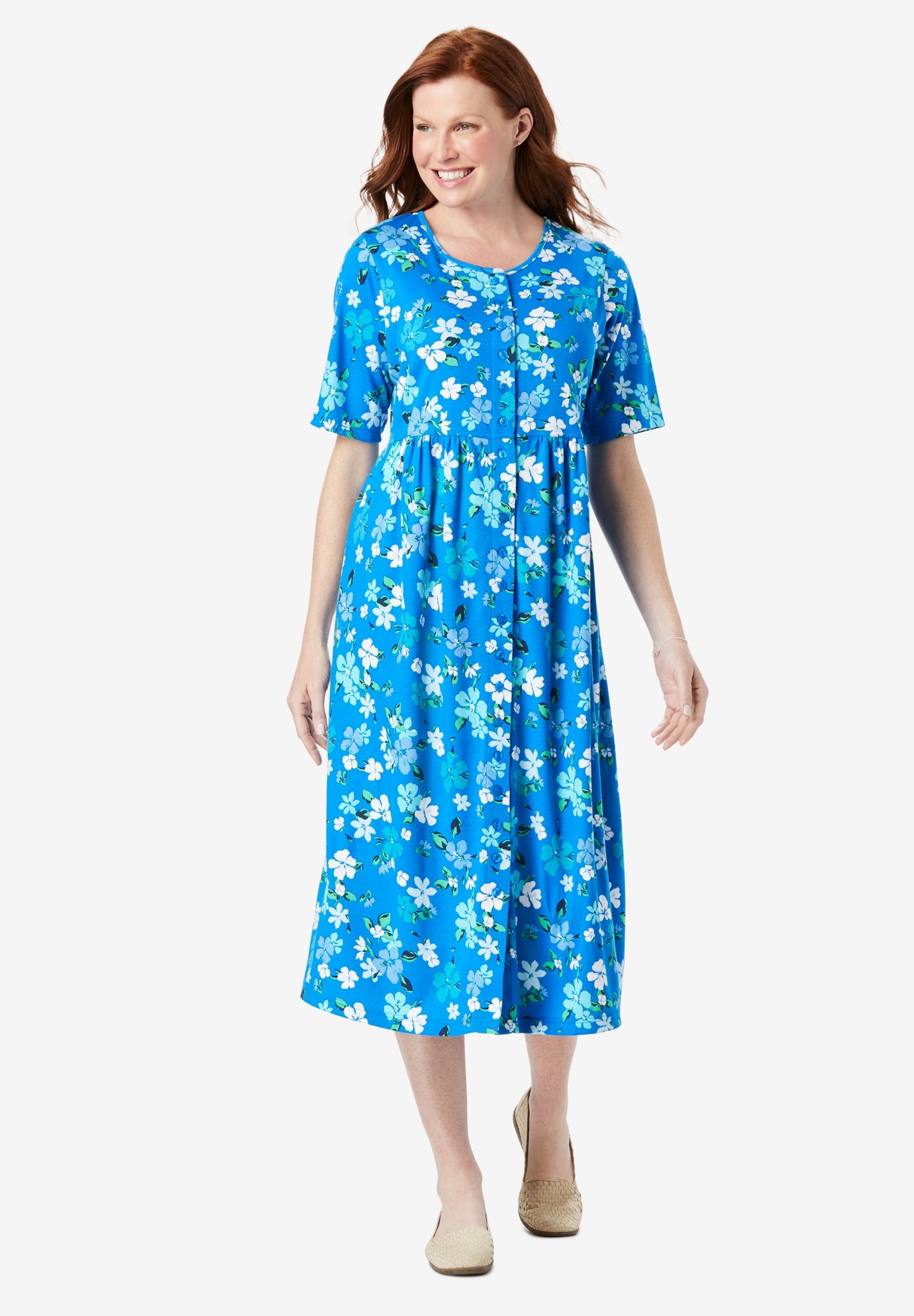 Button-Front Essential Dress| Plus Size Casual Dresses | Fullbeauty