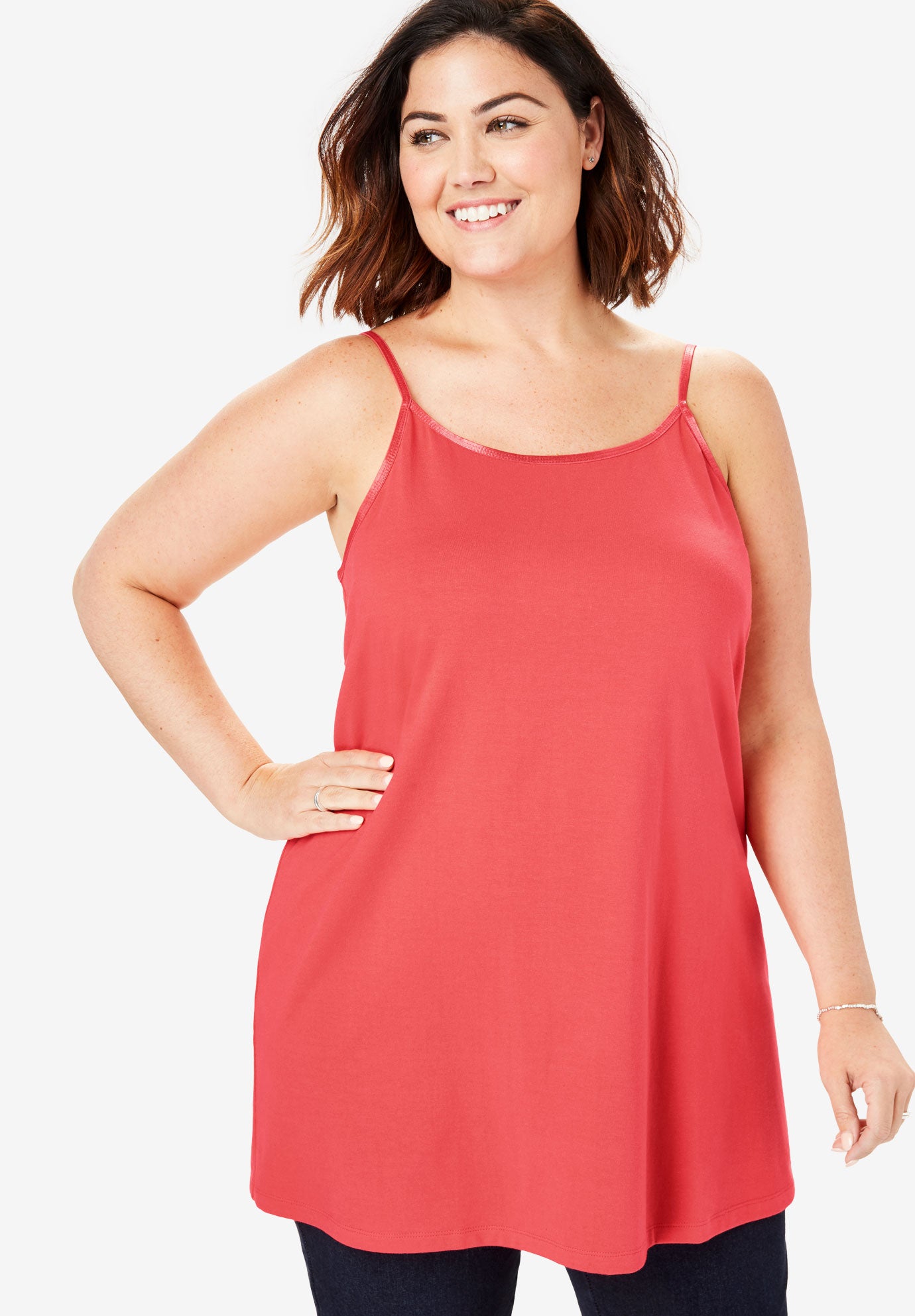 Stretch Cotton Long Camisole Plus Size Tops And Tees Fullbeauty