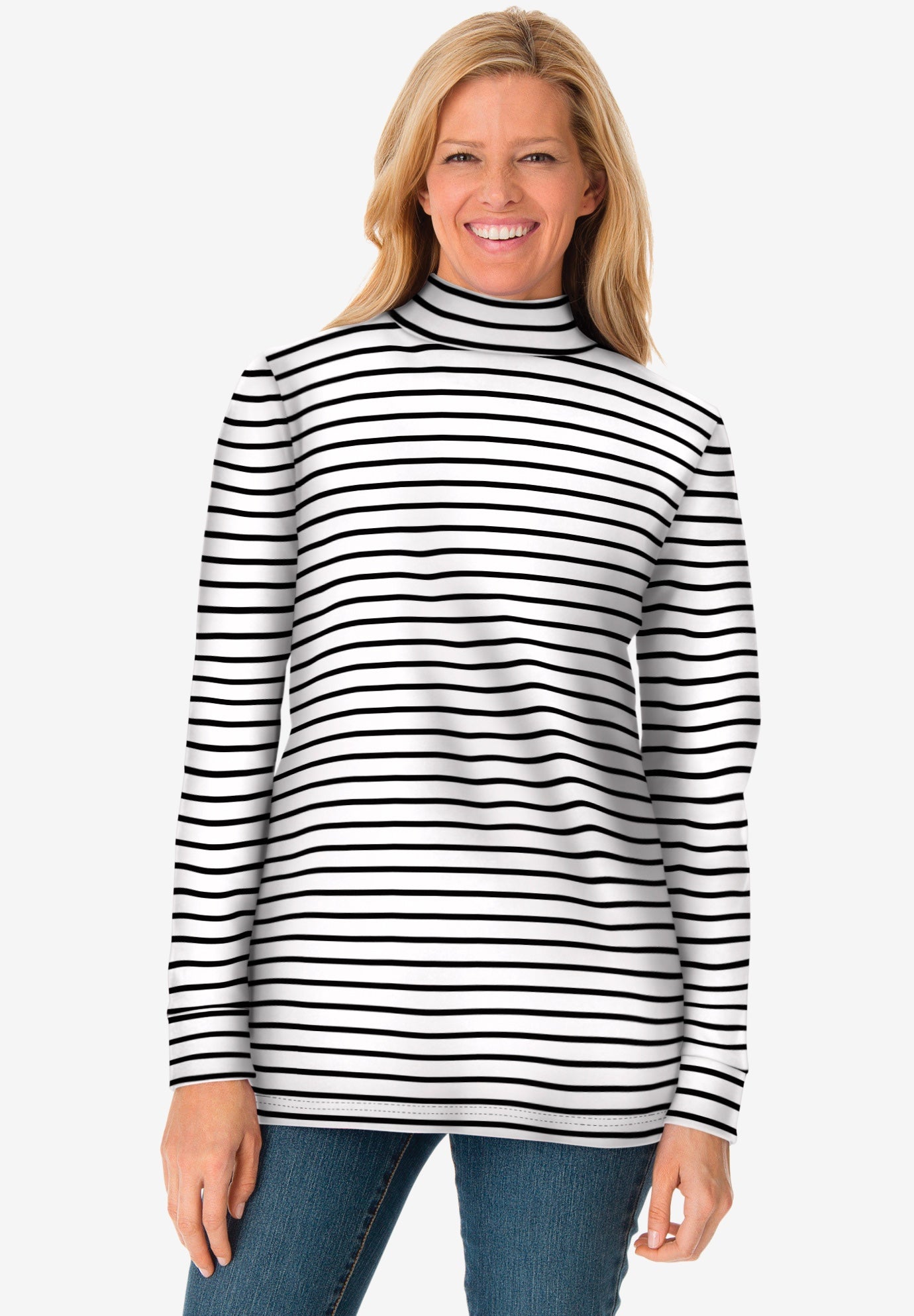 Perfect Printed Mock Turtleneck Plus Size Long Sleeve Fullbeauty