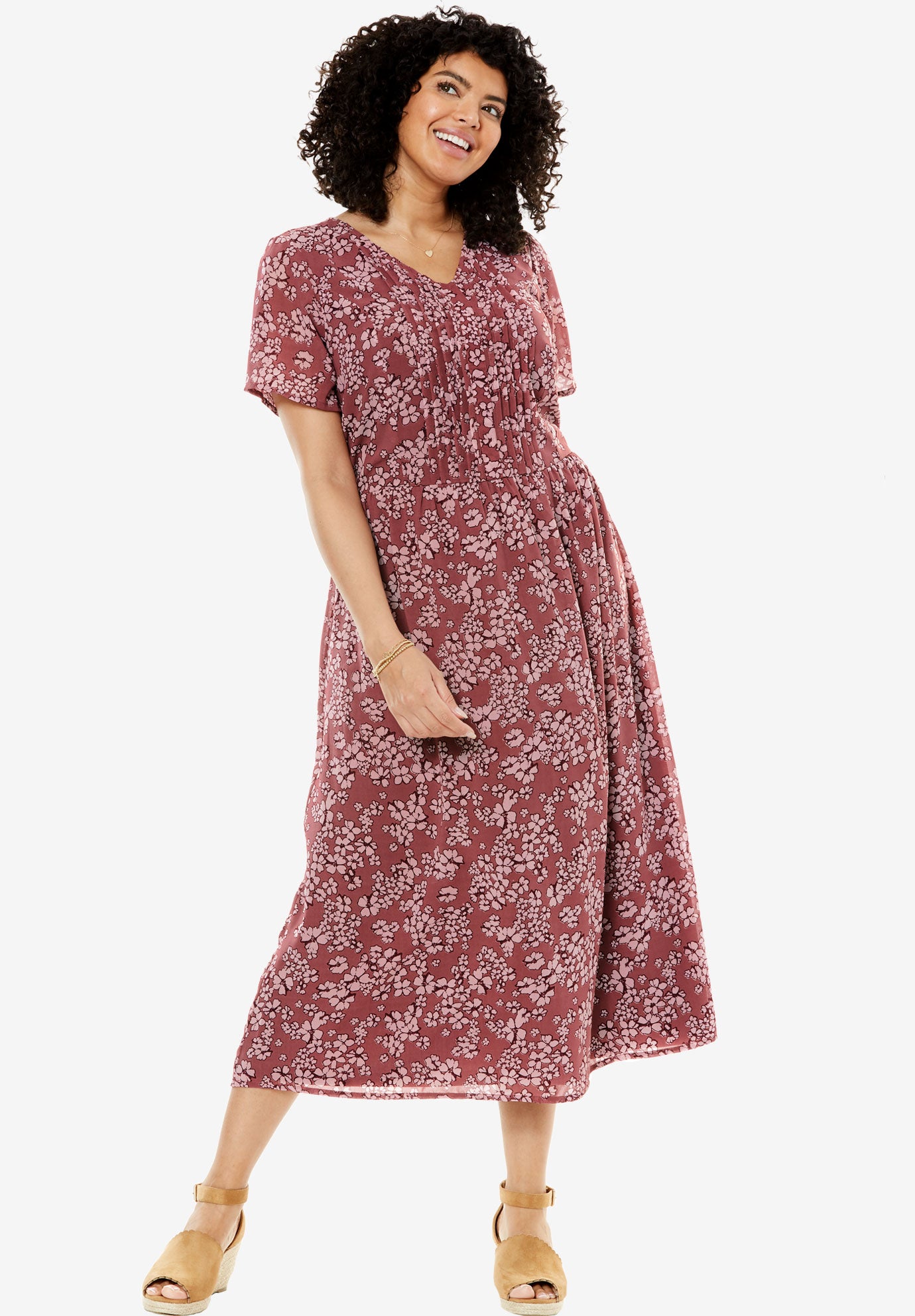 Printed Pintuck Dress | Plus Size Casual Dresses | Full Beauty
