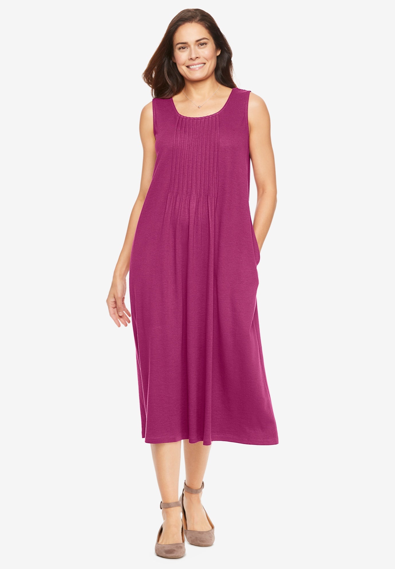 Sleeveless Pintuck Dress | Fullbeauty Outlet