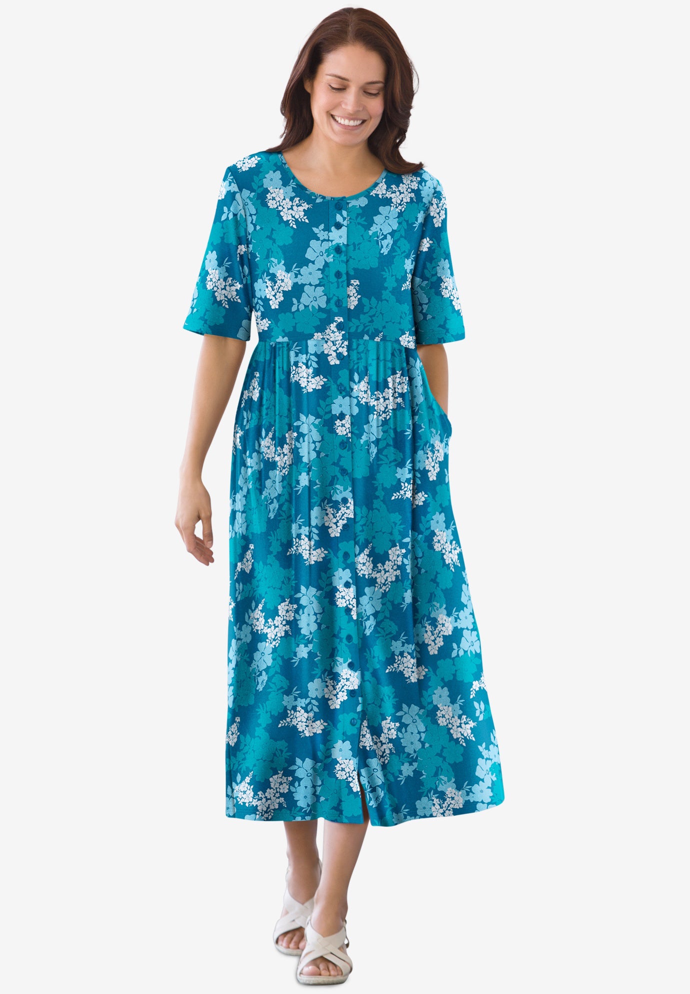 Button-Front Essential Dress | Fullbeauty Outlet