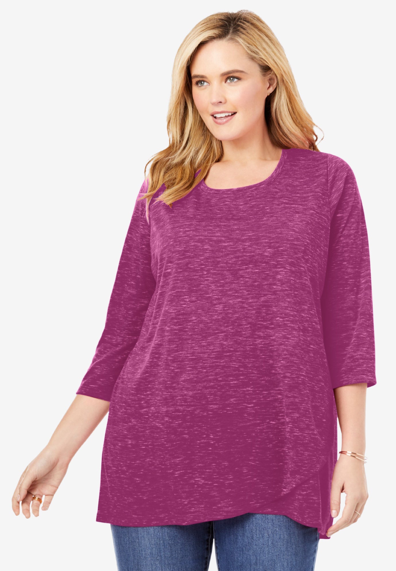 Marled Tulip Hem Layered Tunic | Fullbeauty Outlet