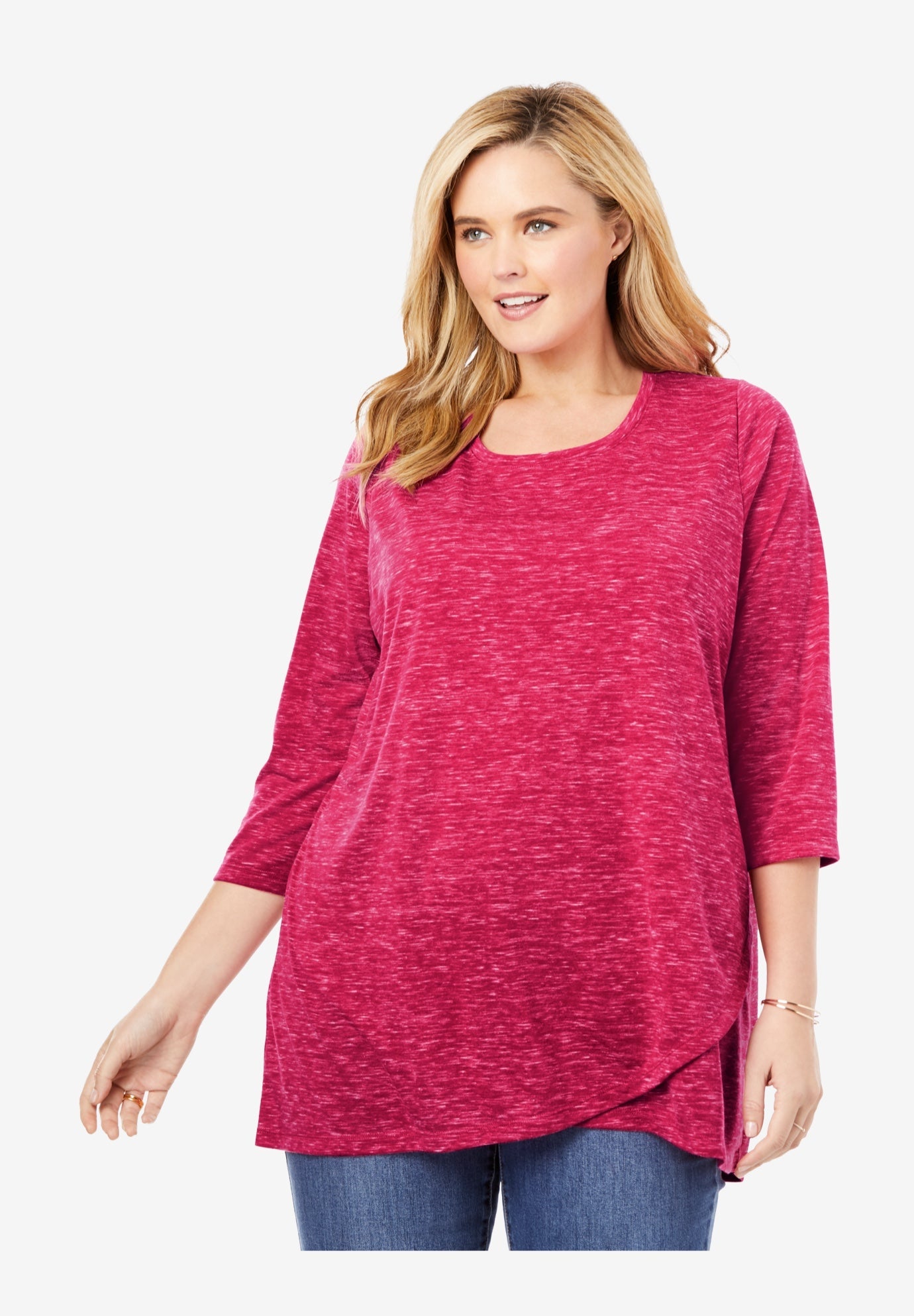 Marled Tulip Hem Layered Tunic| Plus Size 30 Inches Long | Fullbeauty